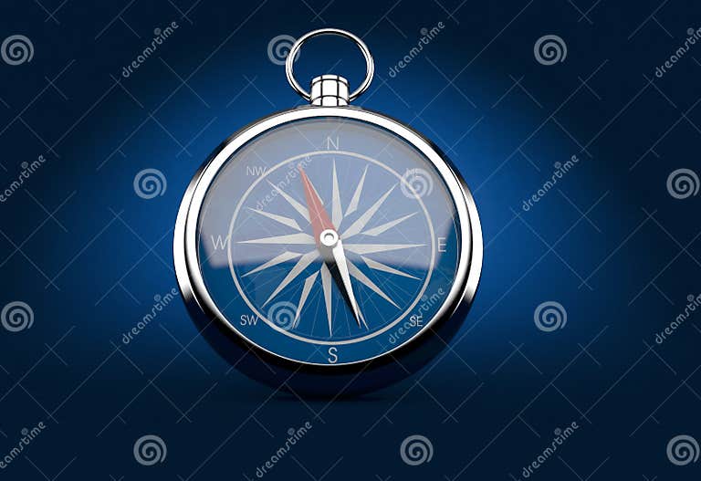 Compass on blue background stock illustration. Illustration of magnet ...