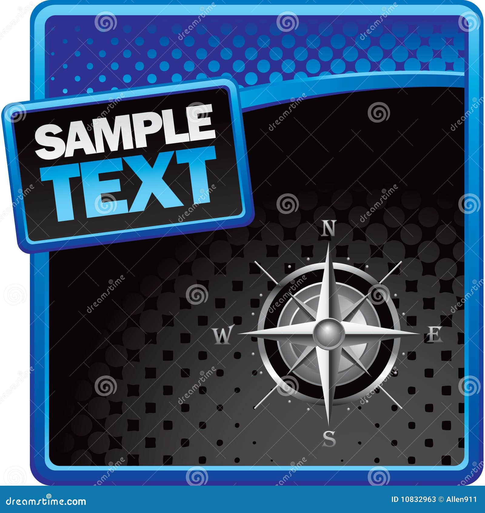 Compass on Blue and Black Halftone Banner Stock Vector - Illustration ...