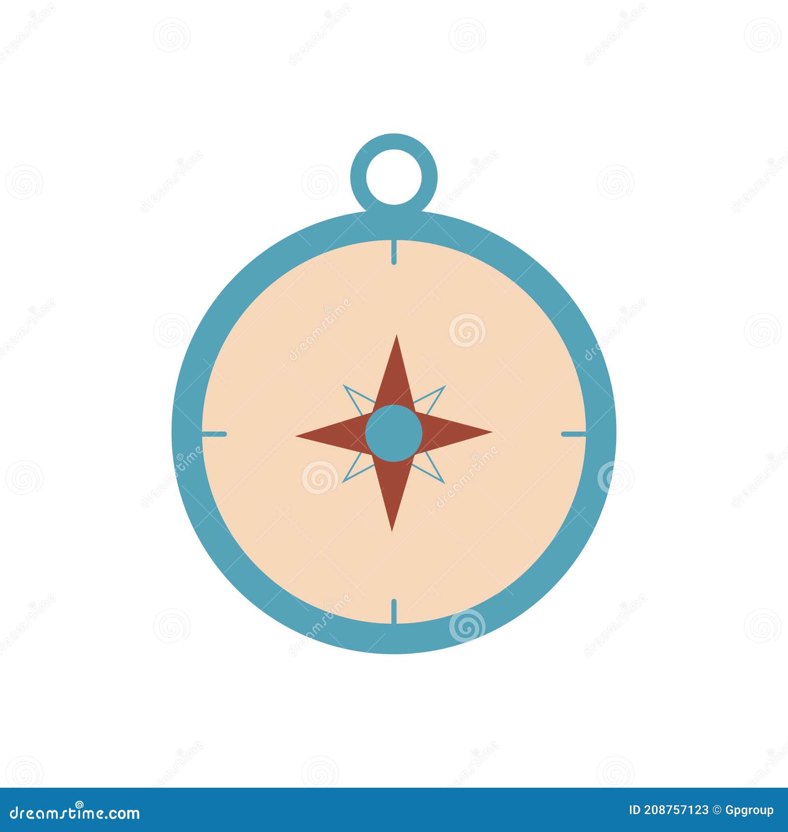 Compass with a blue color stock vector. Illustration of north - 208757123