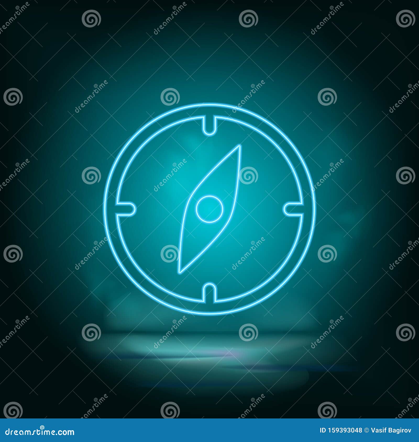 Compass Blue Neon Icon. Simple Element Illustration from Map and ...