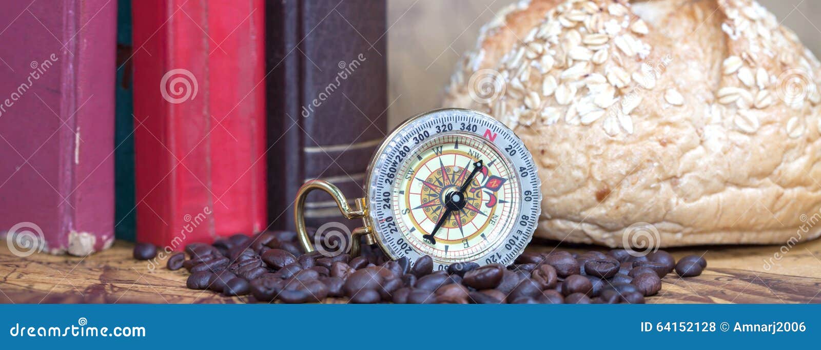 Compass and bread concept stock photo. Image of delicious - 64152128