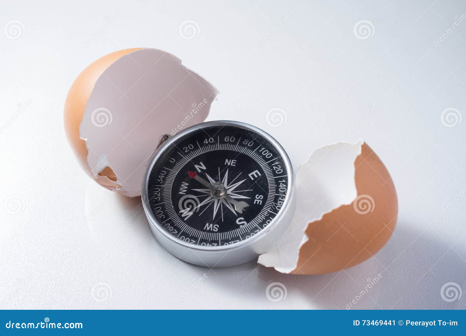 Compass with Broken Egg Shell. Stock Image - Image of explore ...