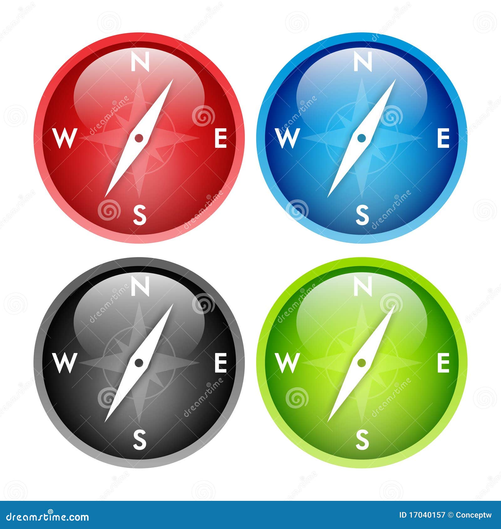 Compass button stock illustration. Illustration of glossy - 17040157