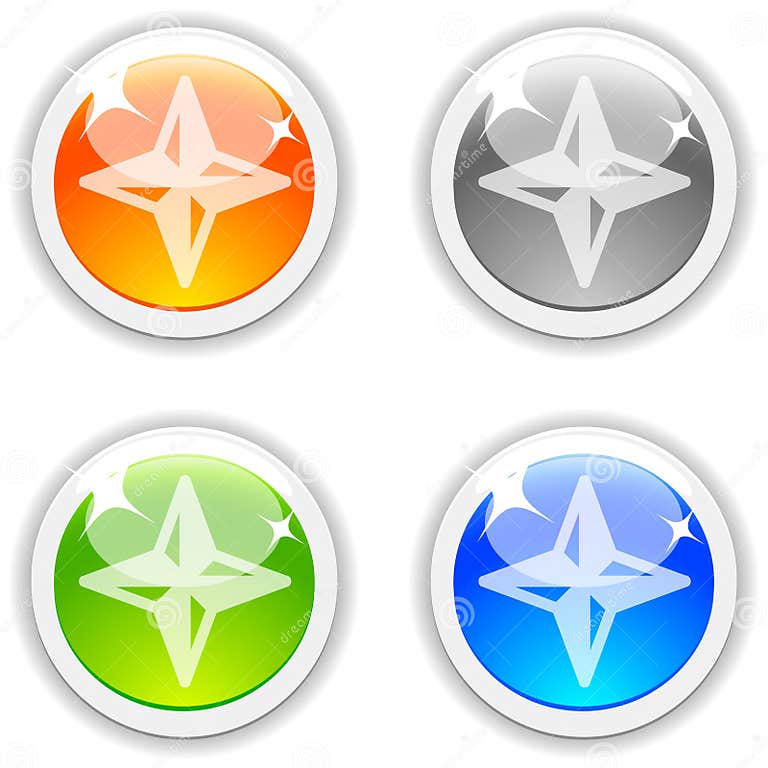 Compass buttons. stock vector. Illustration of shadow - 9333507