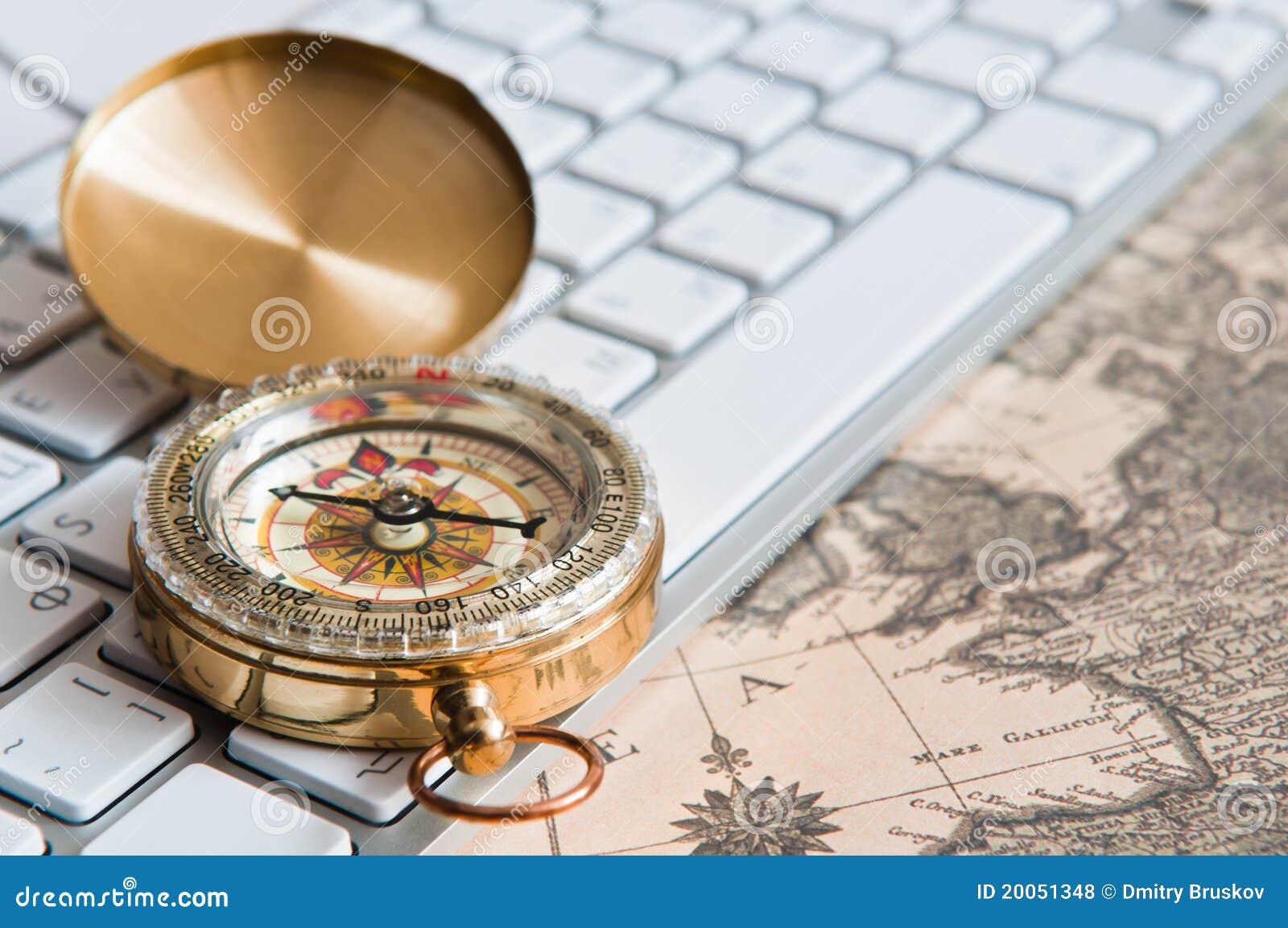 Compass on a card stock photo. Image of topography, plan - 20051348
