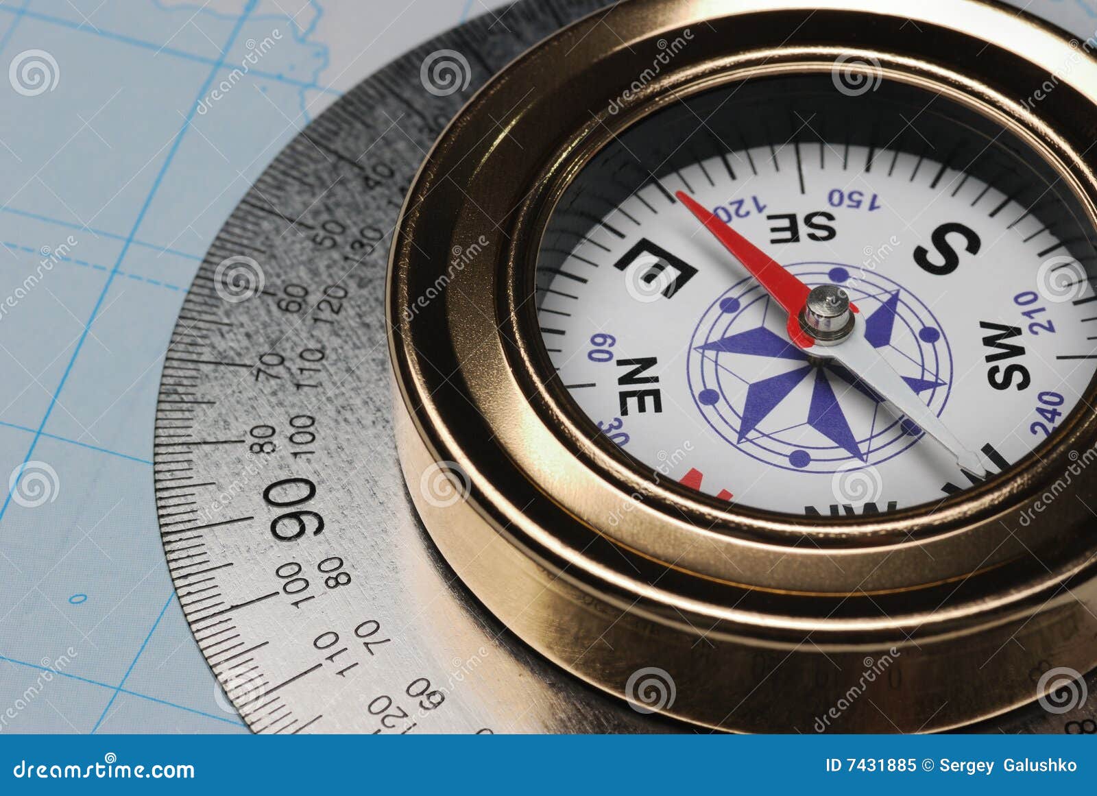 Compass and card stock image. Image of gold, maps, guidance - 7431885