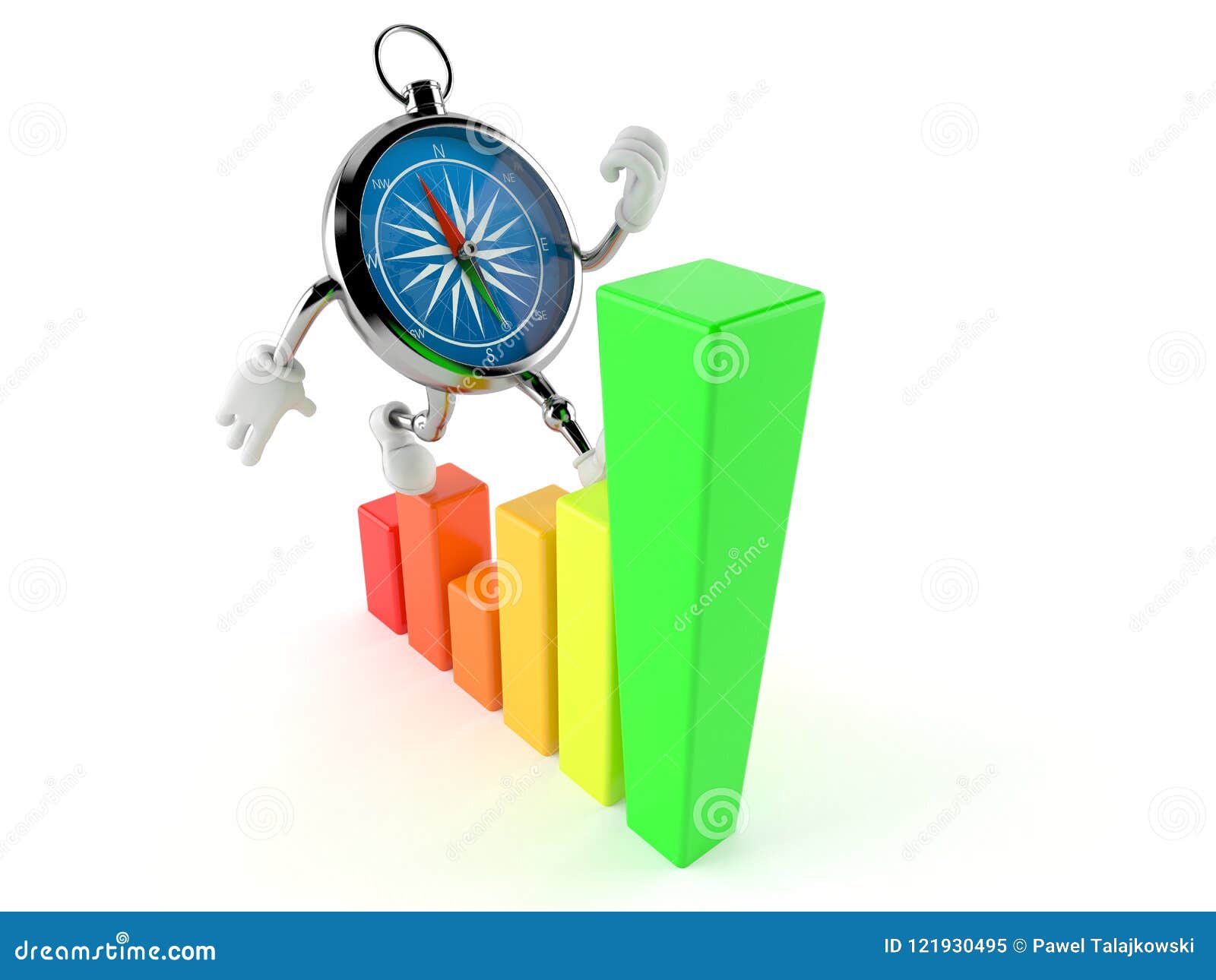 Compass Character with Chart Stock Illustration - Illustration of ...