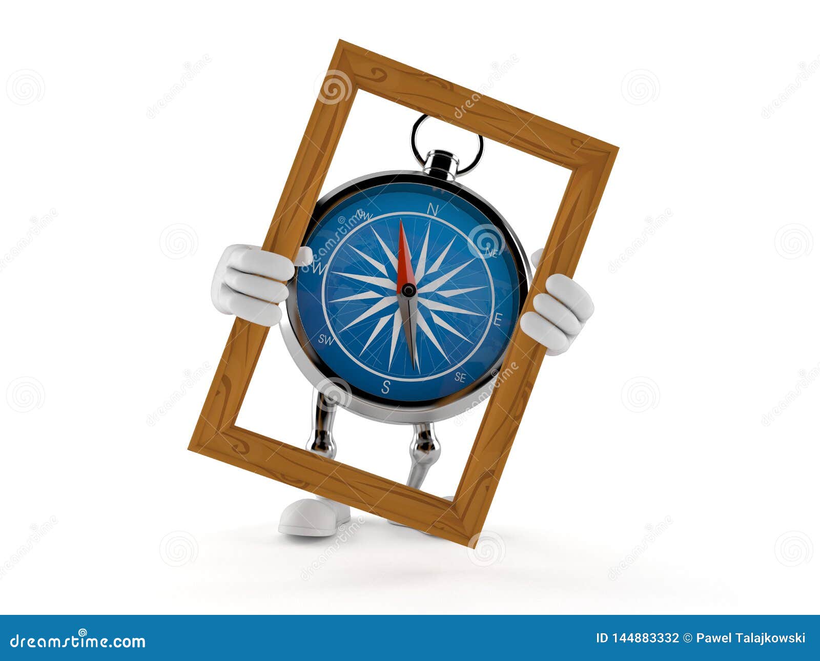 Compass Character Holding Picture Frame Stock Illustration ...