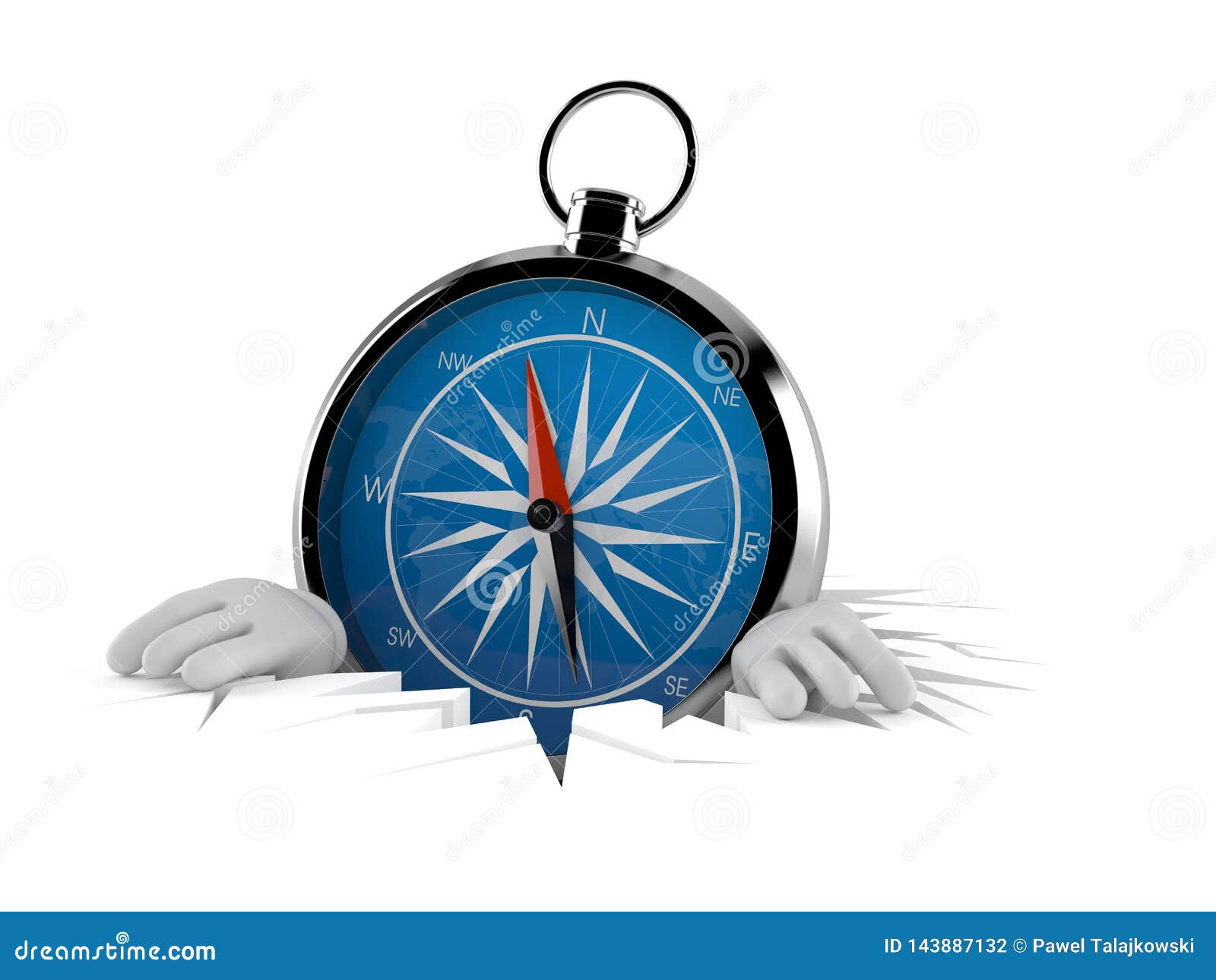 Compass Character Holding Shopping Basket Royalty-Free Illustration ...