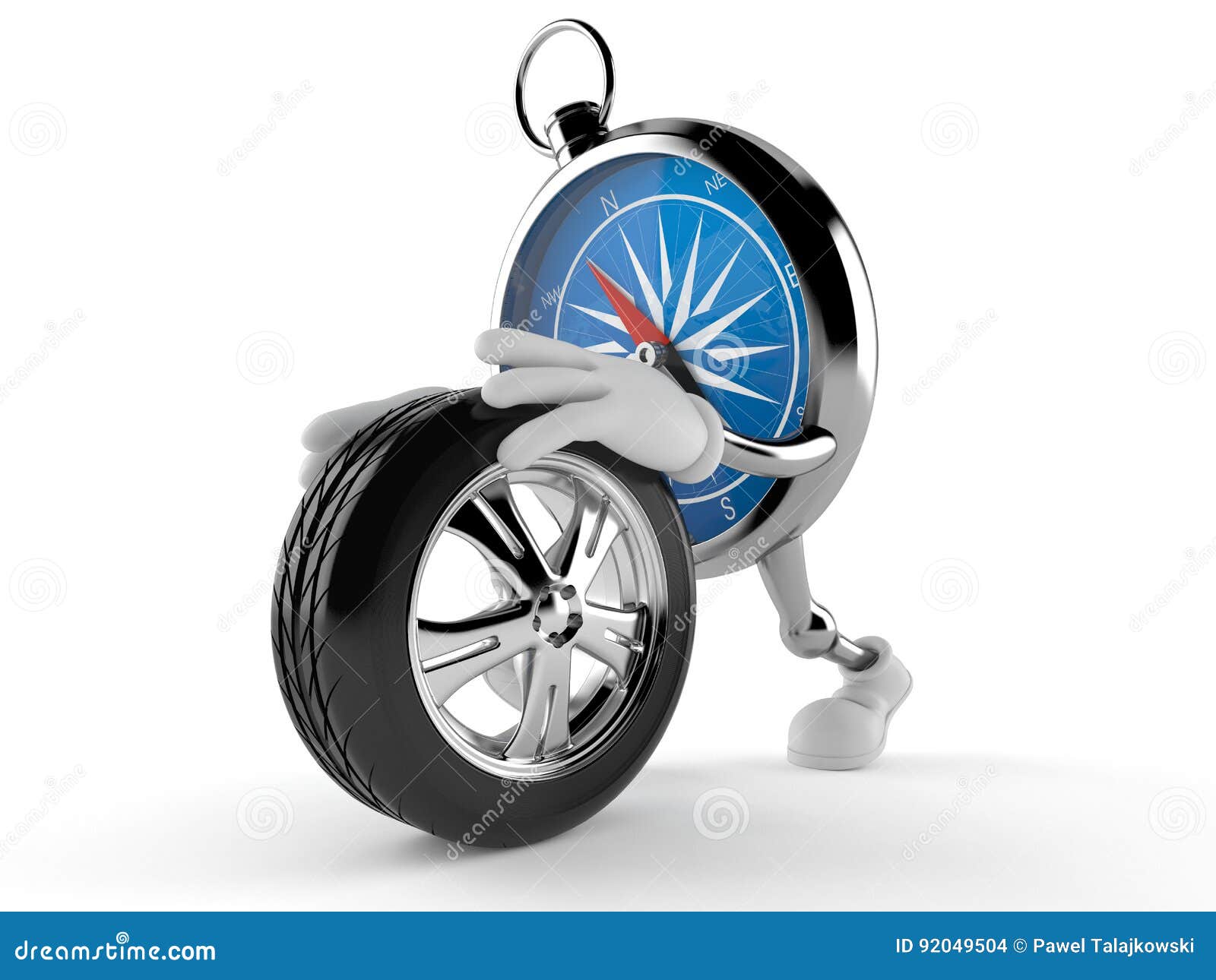 Compass Character Rolling Spare Wheel Stock Illustration - Illustration ...