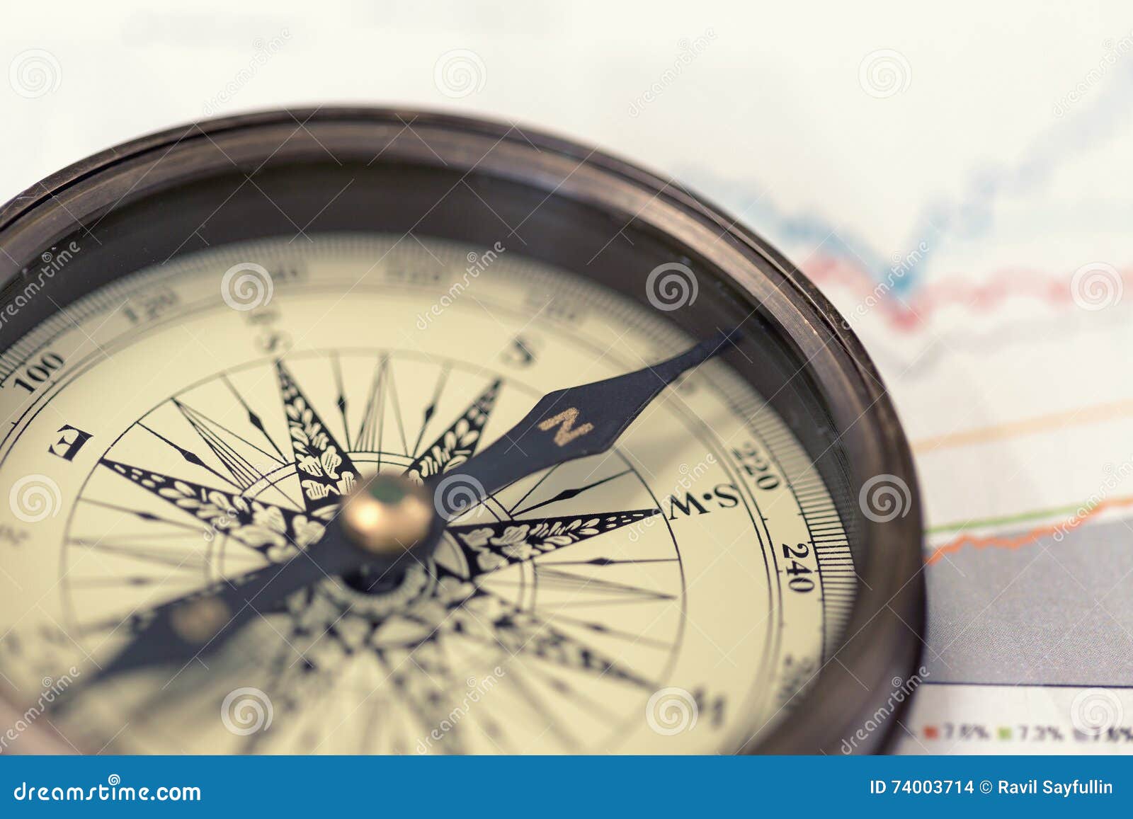 A compass on charts stock photo. Image of finance, business - 74003714
