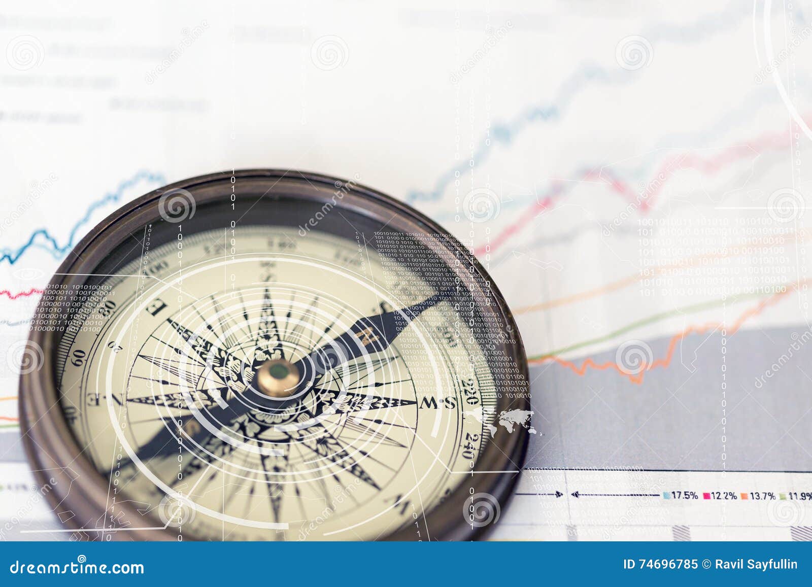 A compass on charts stock image. Image of digital, orientation - 74696785