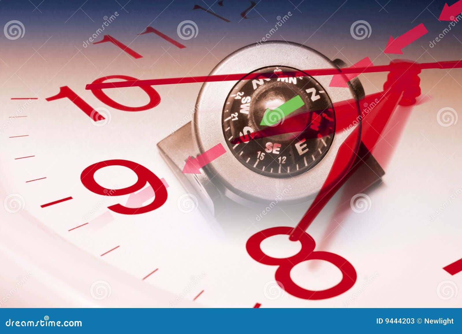 Compass and Clock stock image. Image of still, punctuality - 9444203
