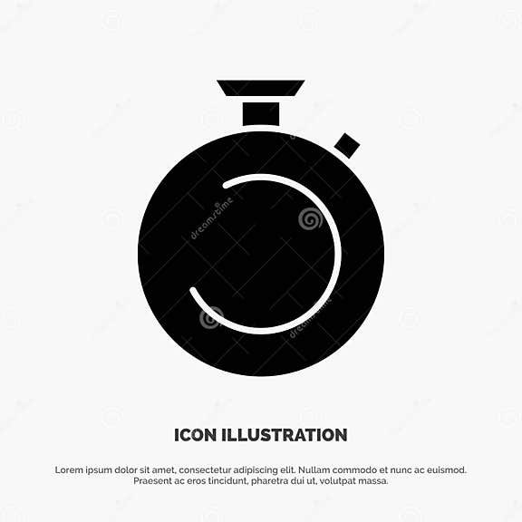 Compass, Clock, Stopwatch, Timer, Watch Solid Glyph Icon Vector Stock ...