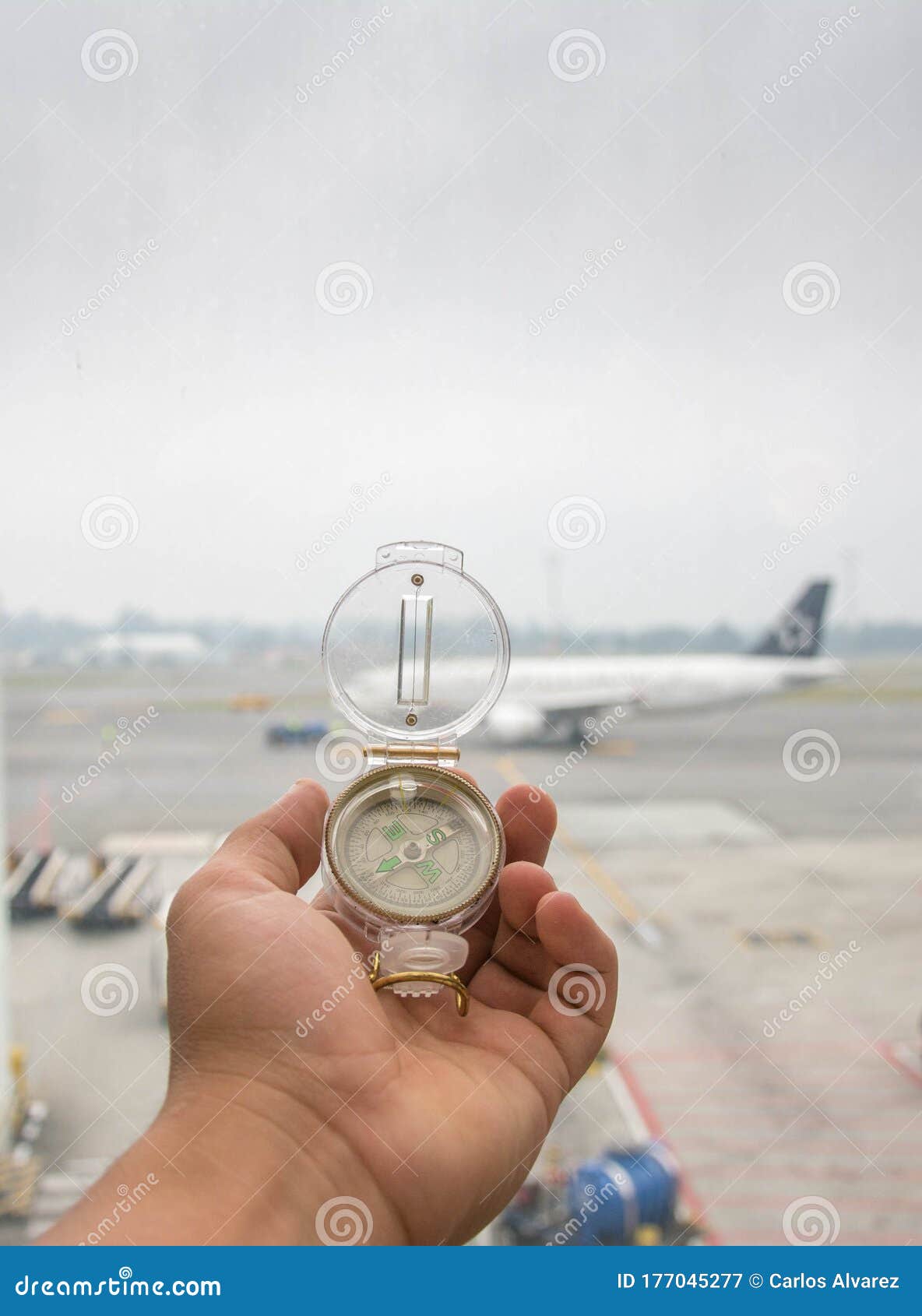 Compass Close Up Against Aircraft Stock Image - Image of background ...