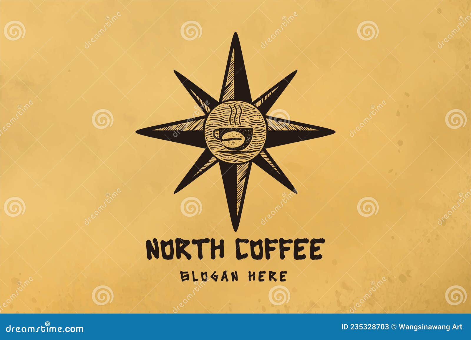 Compass and Coffee Cup Logo Designs Inspiration Isolated on White ...