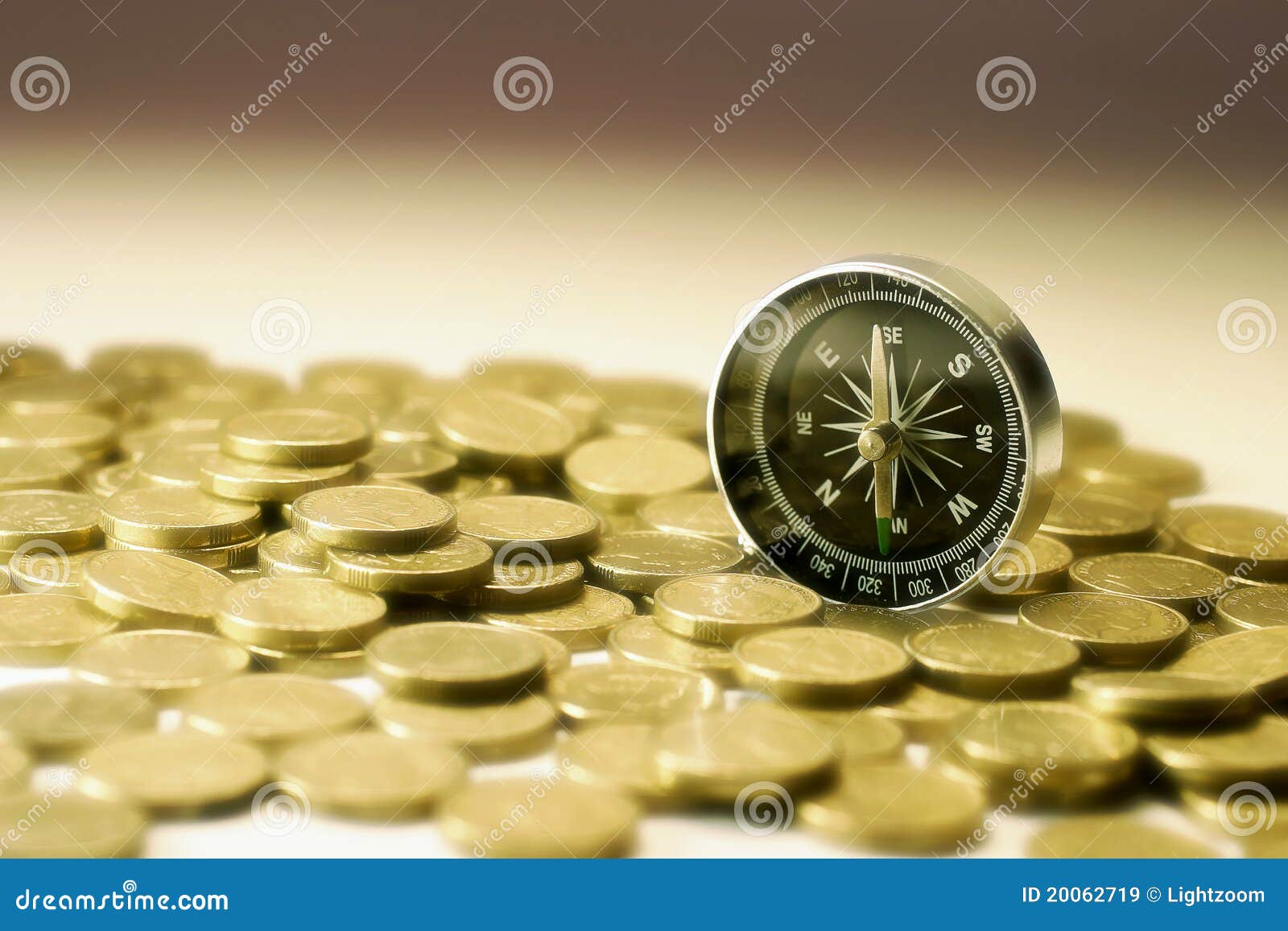 Compass on Coins stock image. Image of depository, bearing - 20062719