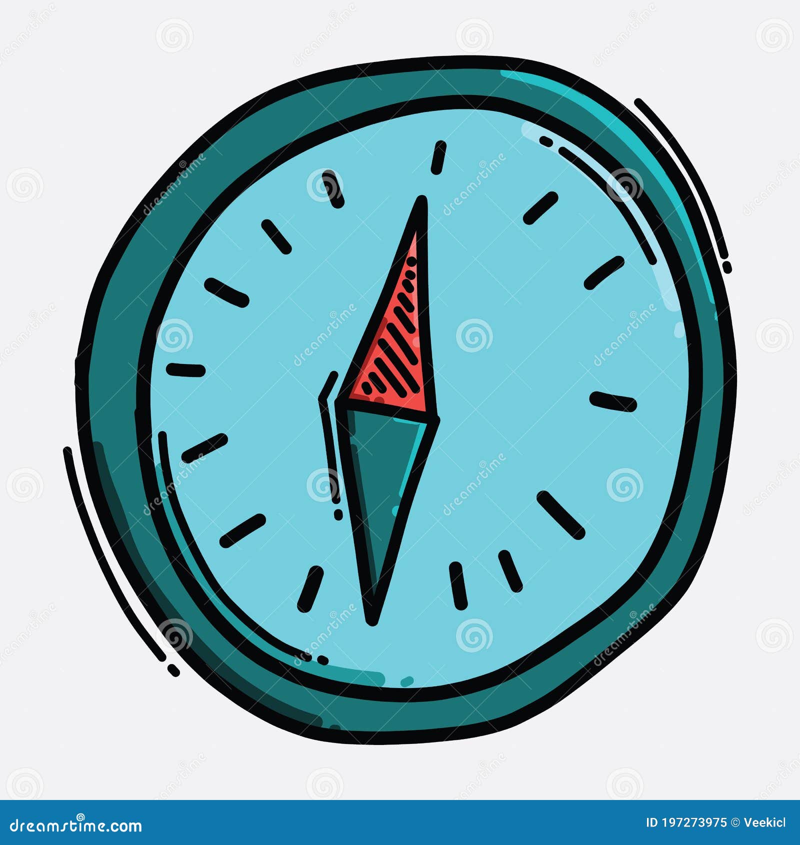 Compass Color Vector Icon. Drawing Sketch Illustration Hand Drawn Line ...