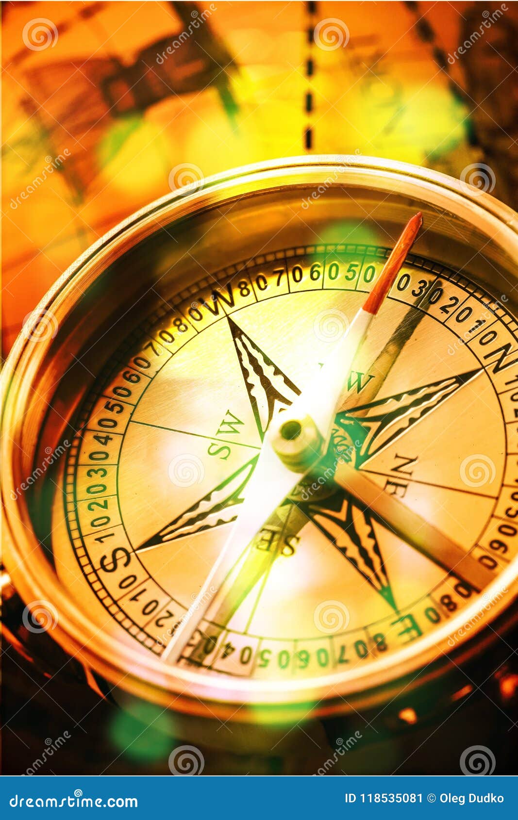 Compass stock image. Image of backpacker, compass, bronze - 118535081
