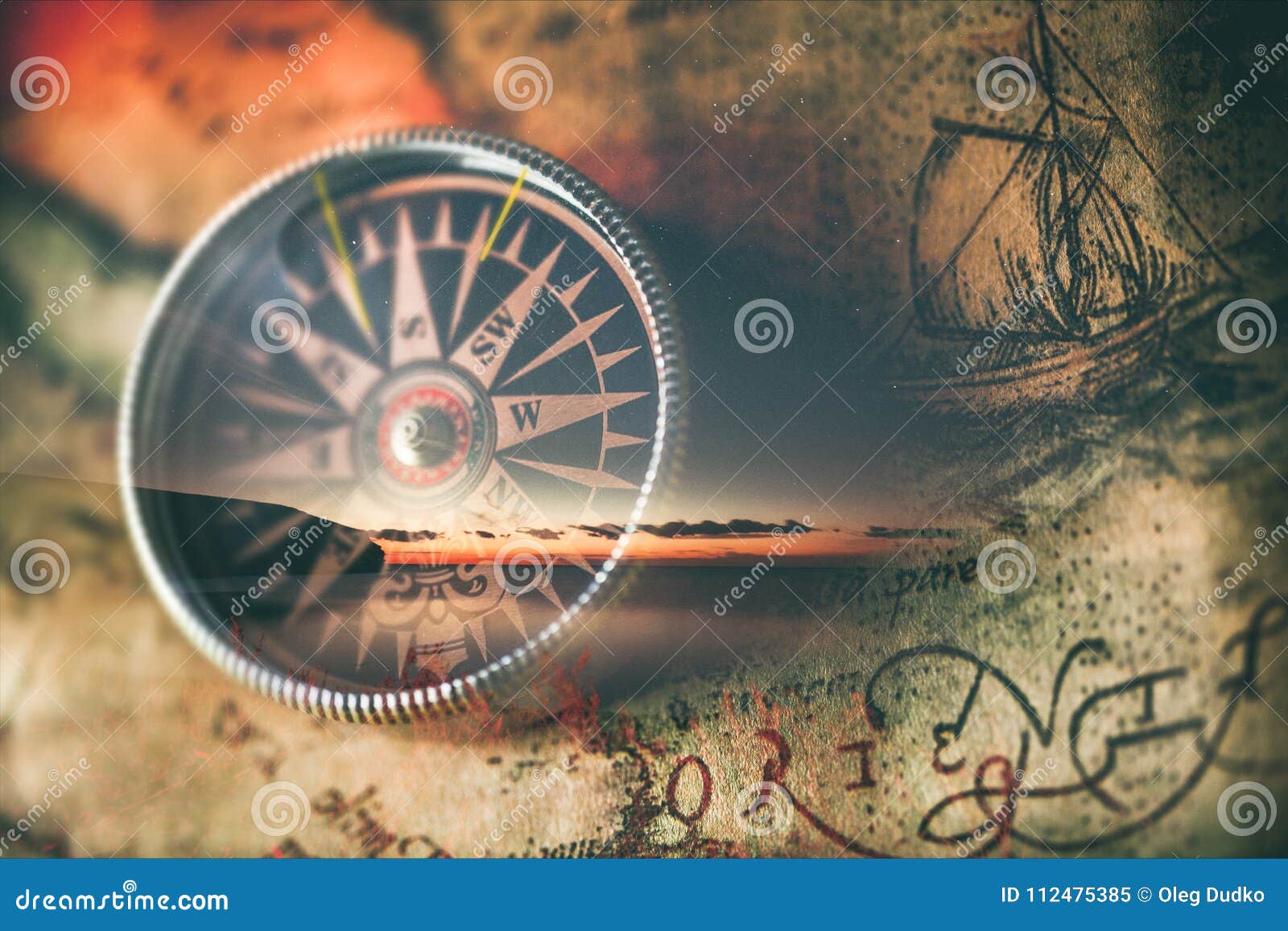 Compass stock image. Image of antique, searching, exploration - 112475385