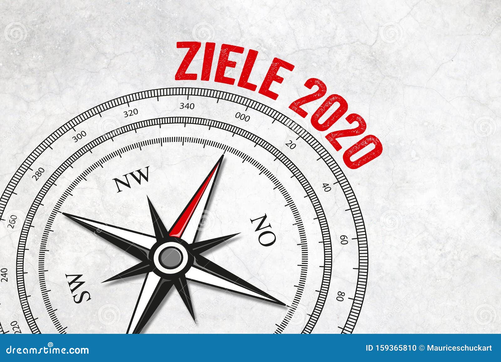 Compass with Compass Needle and Goals - Ziele 2020 Stock Illustration ...