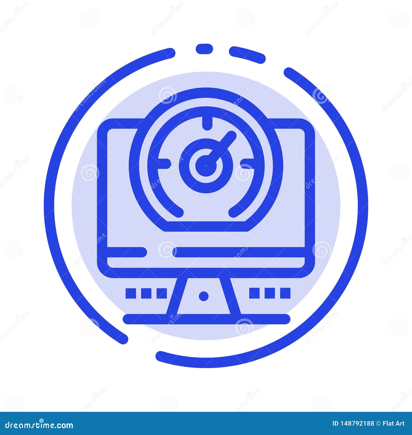 Compass, Computer, Timer, Location Blue Dotted Line Line Icon Stock ...