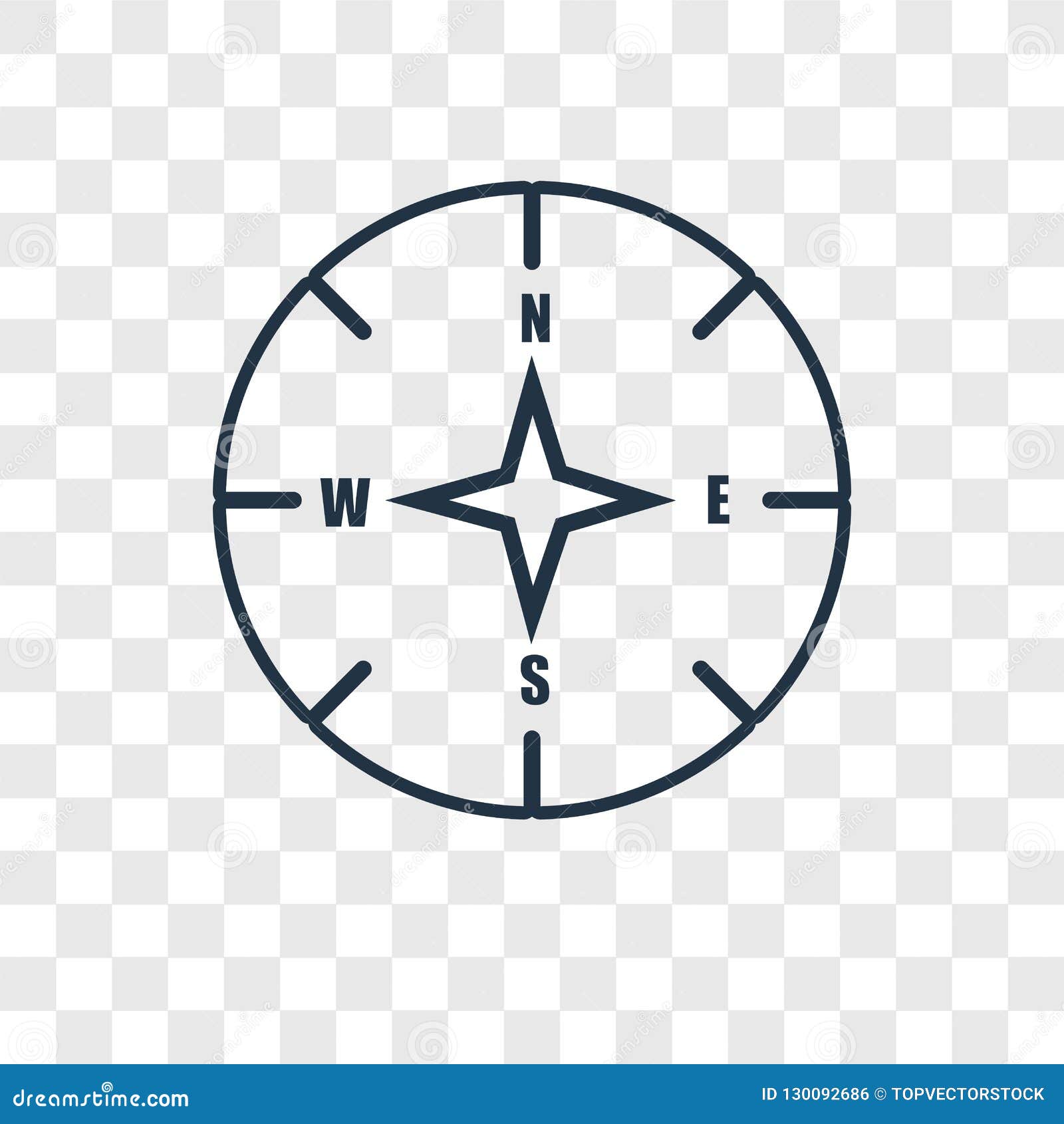 Compass Concept Vector Linear Icon Isolated on Transparent Background ...