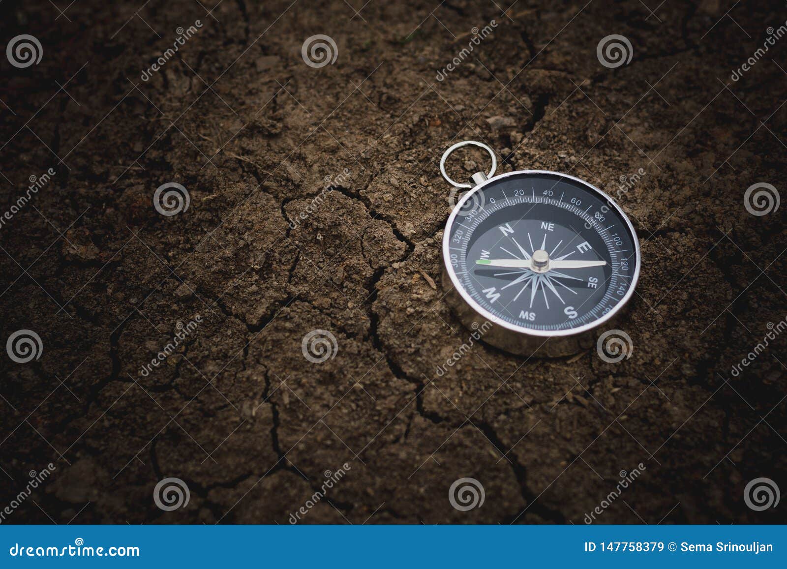 Compass on cracked soil. stock image. Image of arid - 147758379