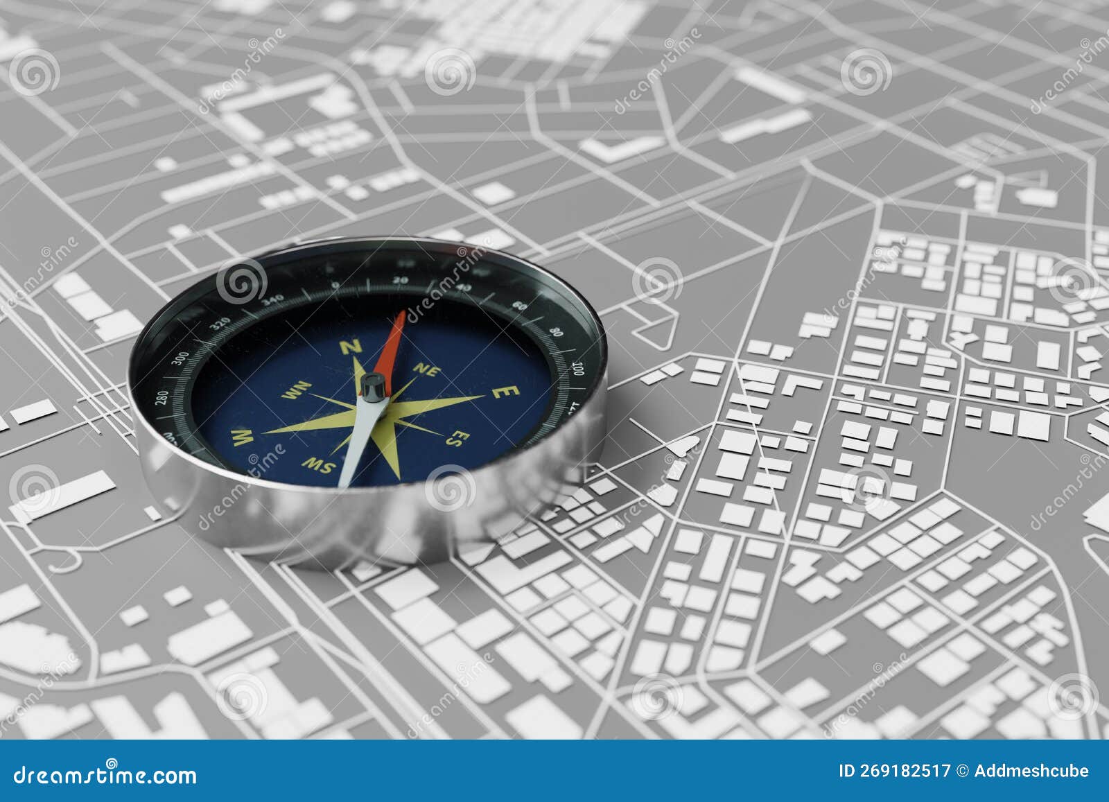 Compass on a 3D City Map, 3d Stock Illustration - Illustration of ...