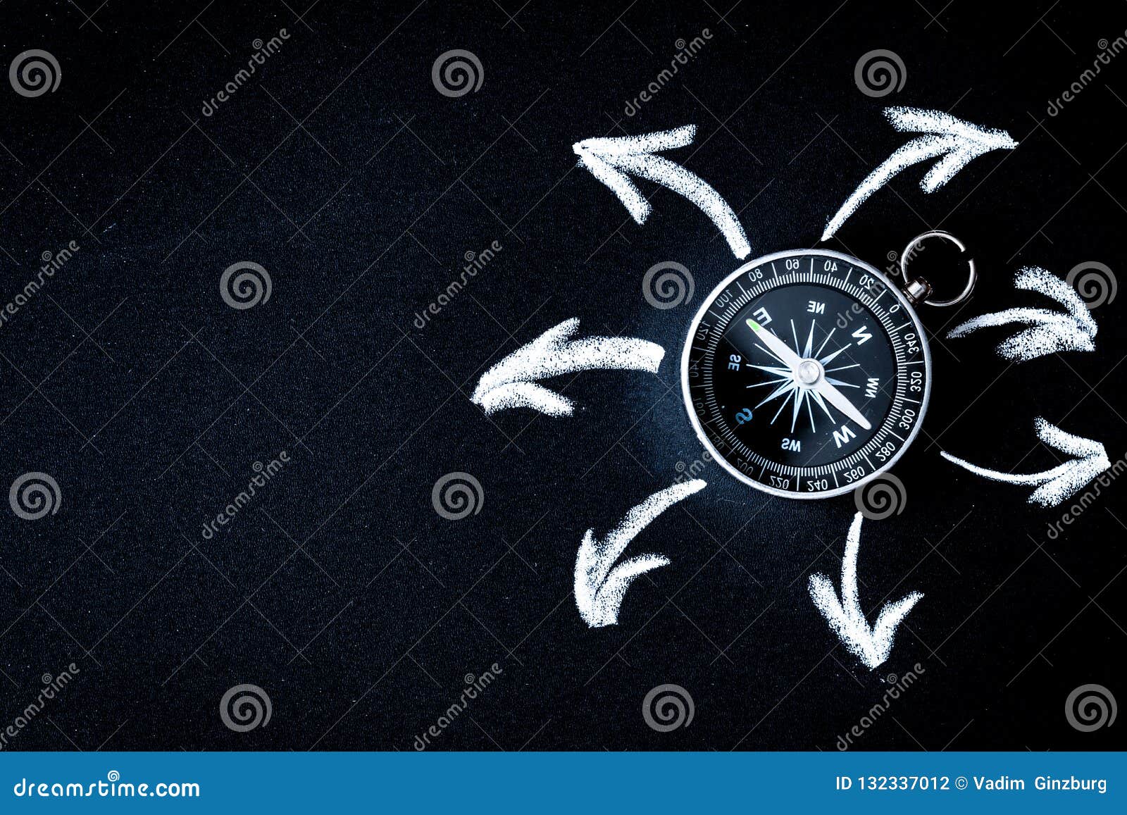 Compass on Dark Background Concept - Arrows, Direction Top View Stock ...