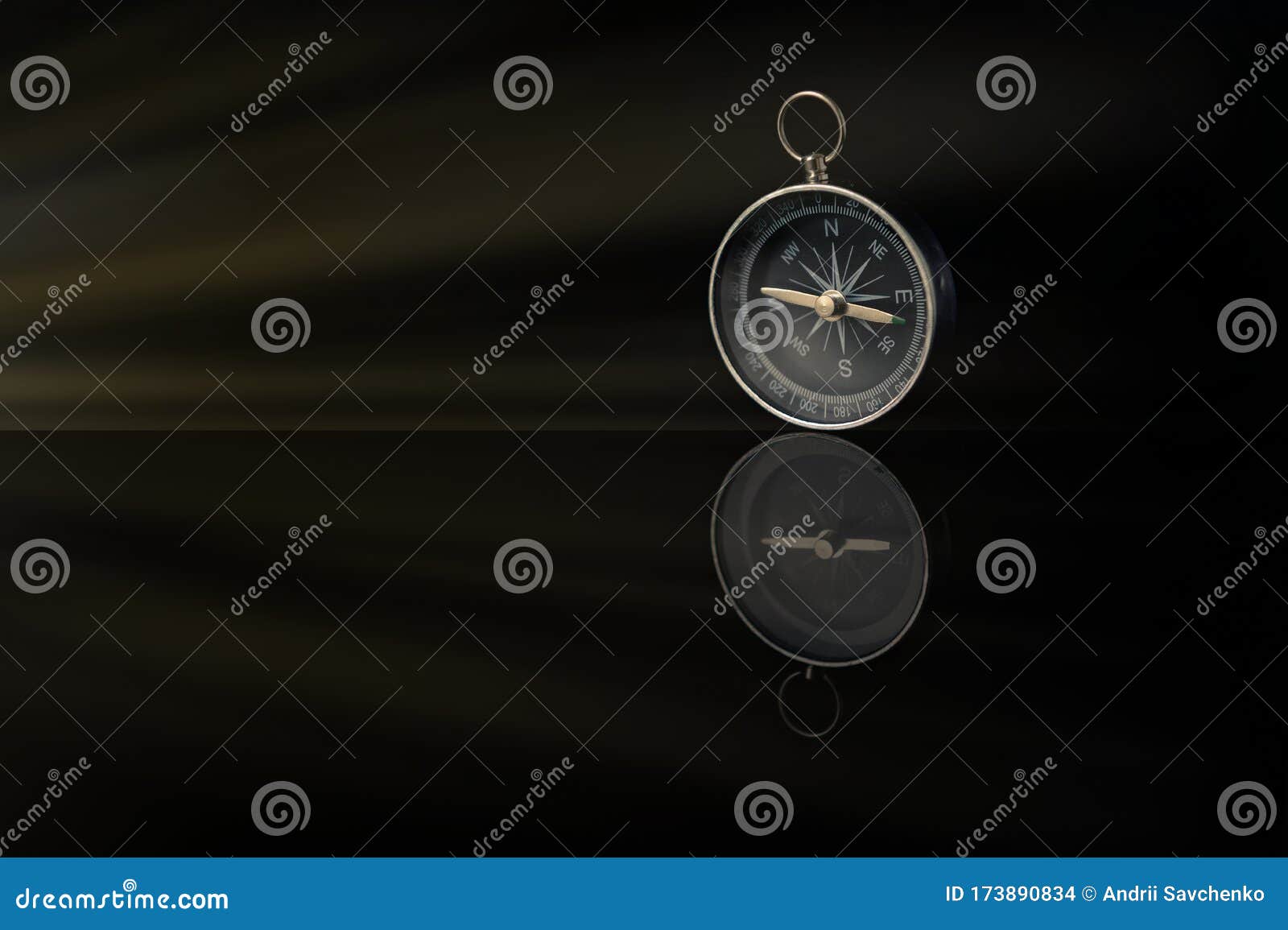 Compass on Dark Black Background with Copy Space Using As Direction ...