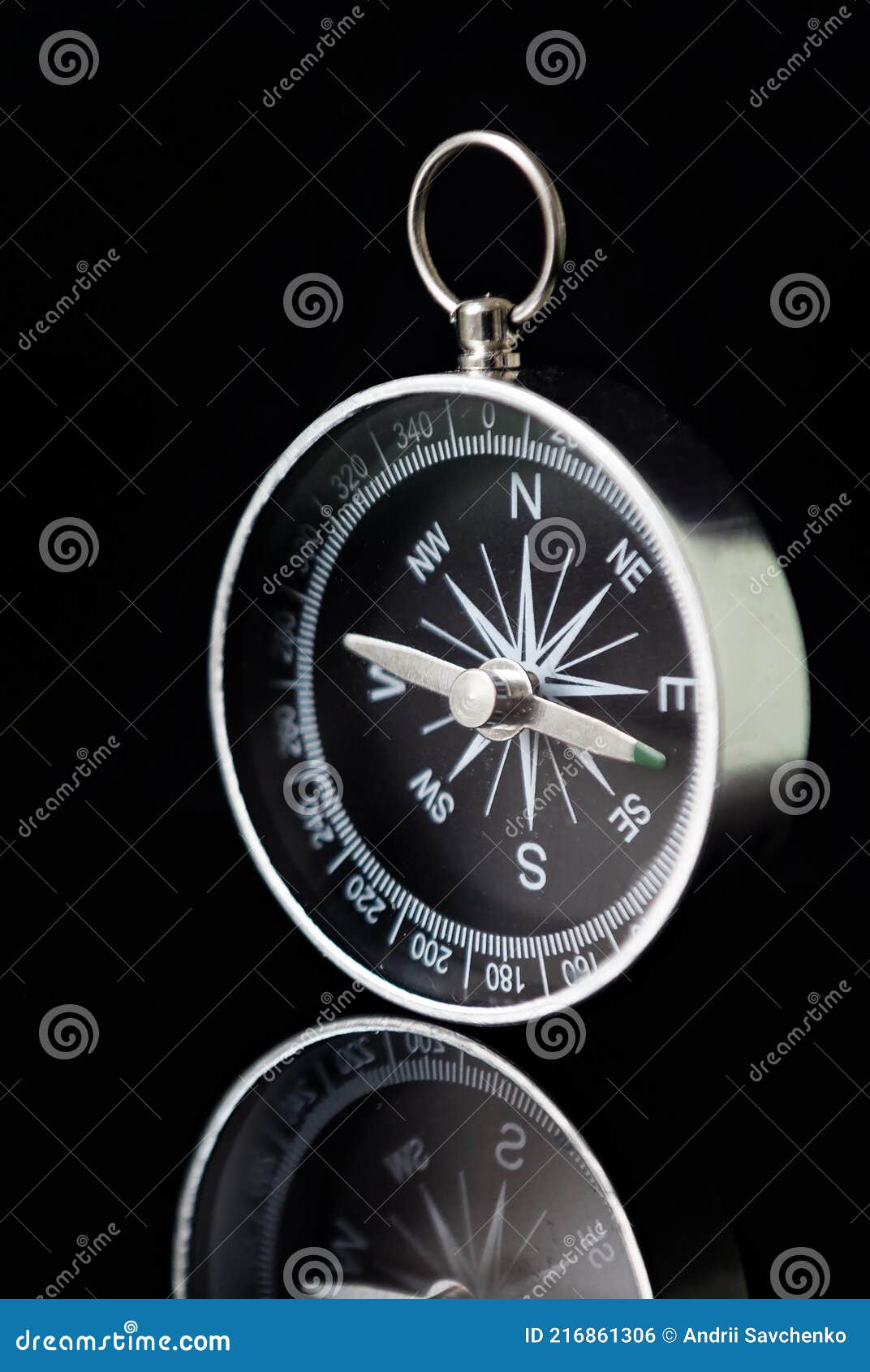 Compass on Dark Black Background Using As Direction. Vertical Image ...