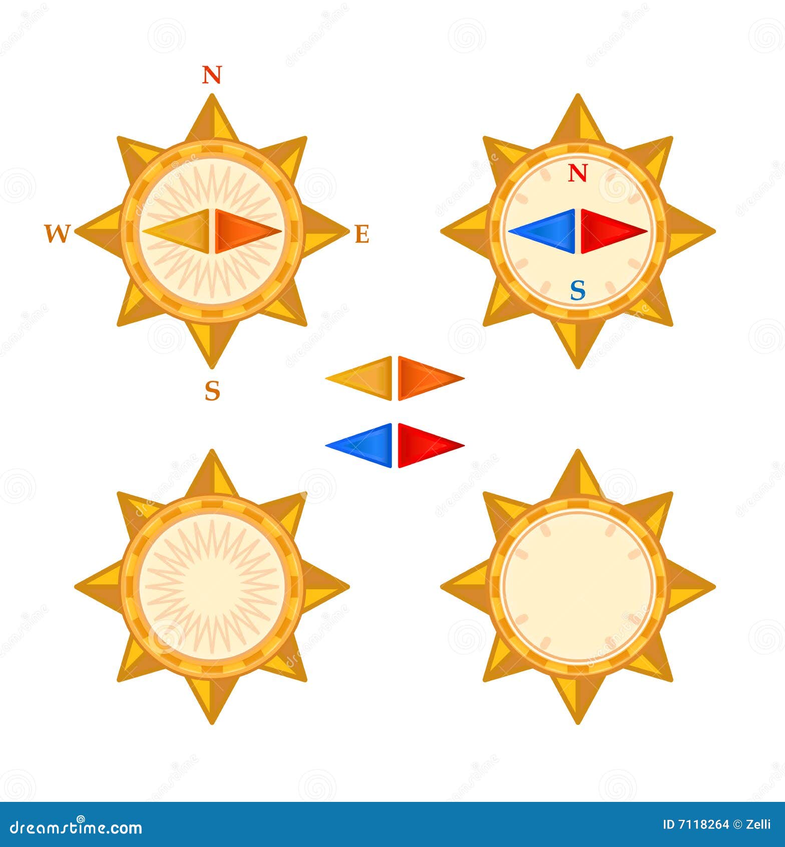 Compass with Demountable Arrow Stock Vector - Illustration of brown ...