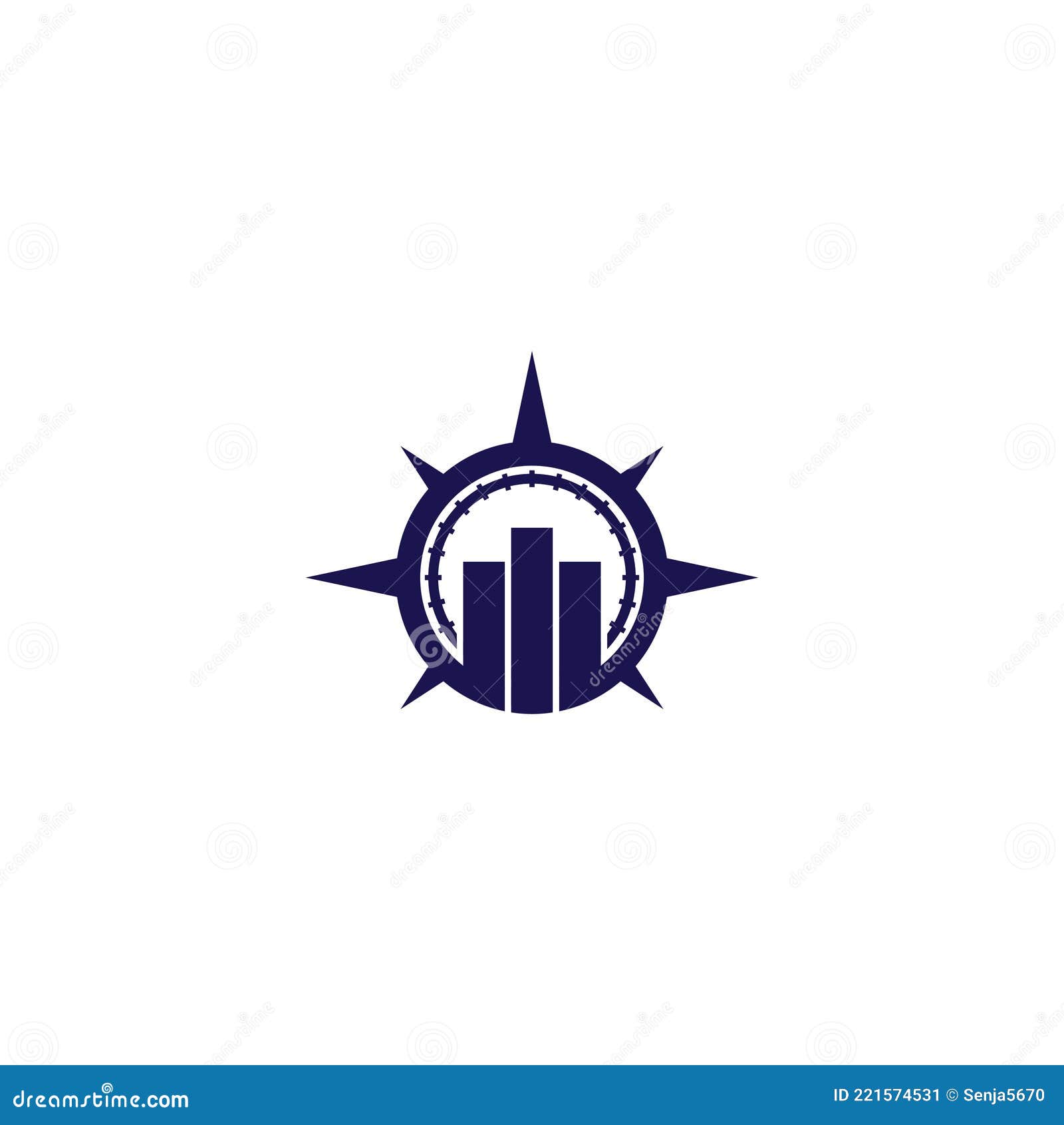 Compass and building stock vector. Illustration of cartoon - 221574531