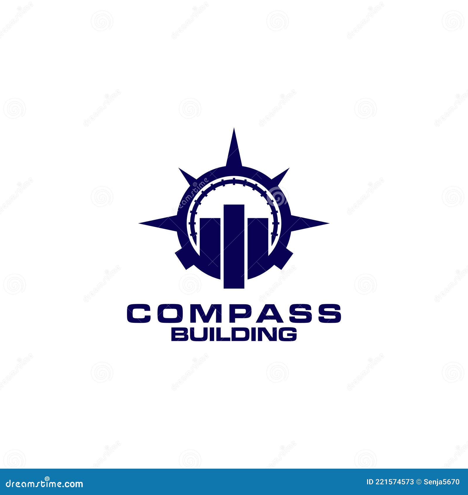 Compass and building stock vector. Illustration of poster - 221574573