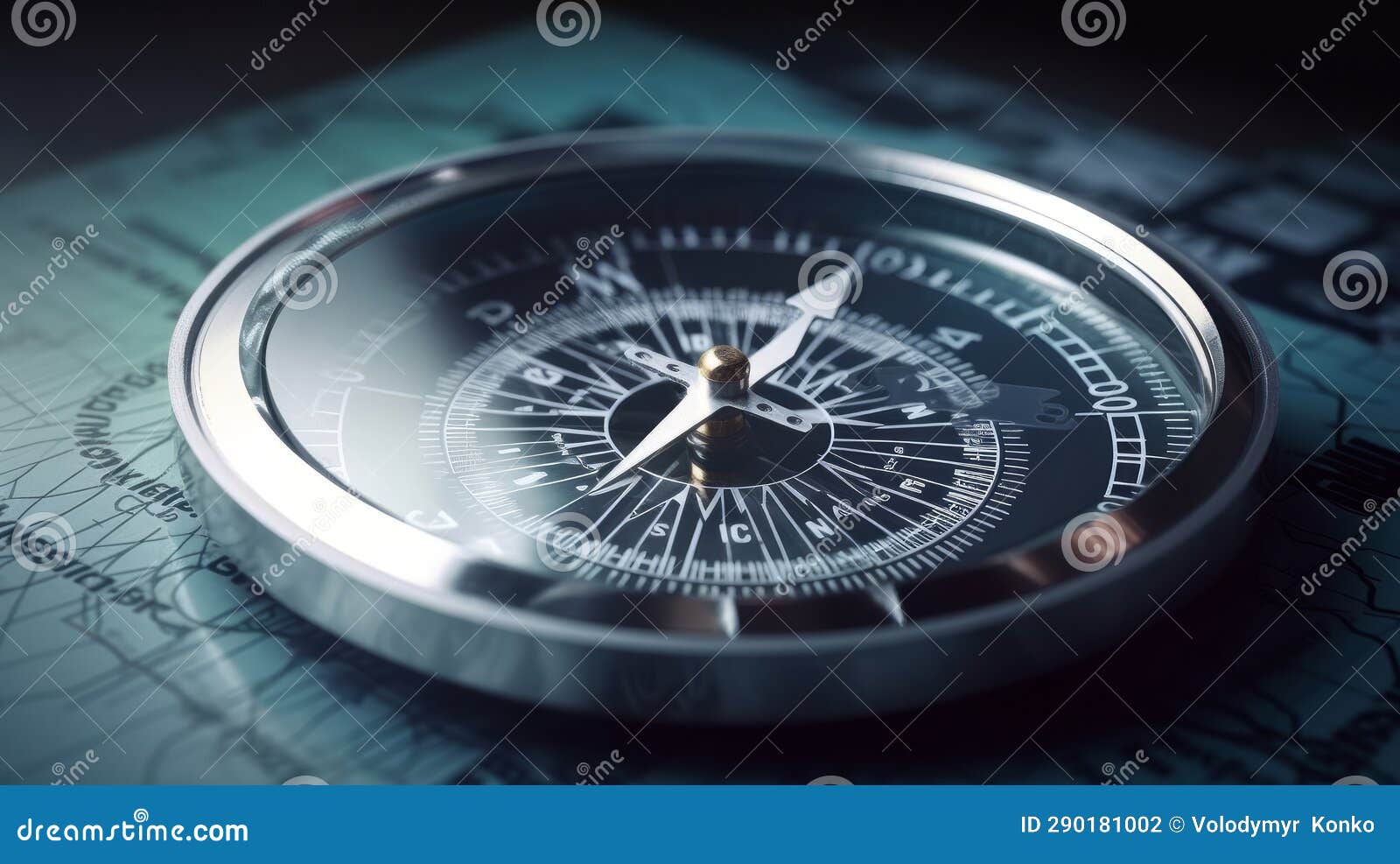 A Compass on a Detailed Map for Navigation Purposes. Generative Ai ...