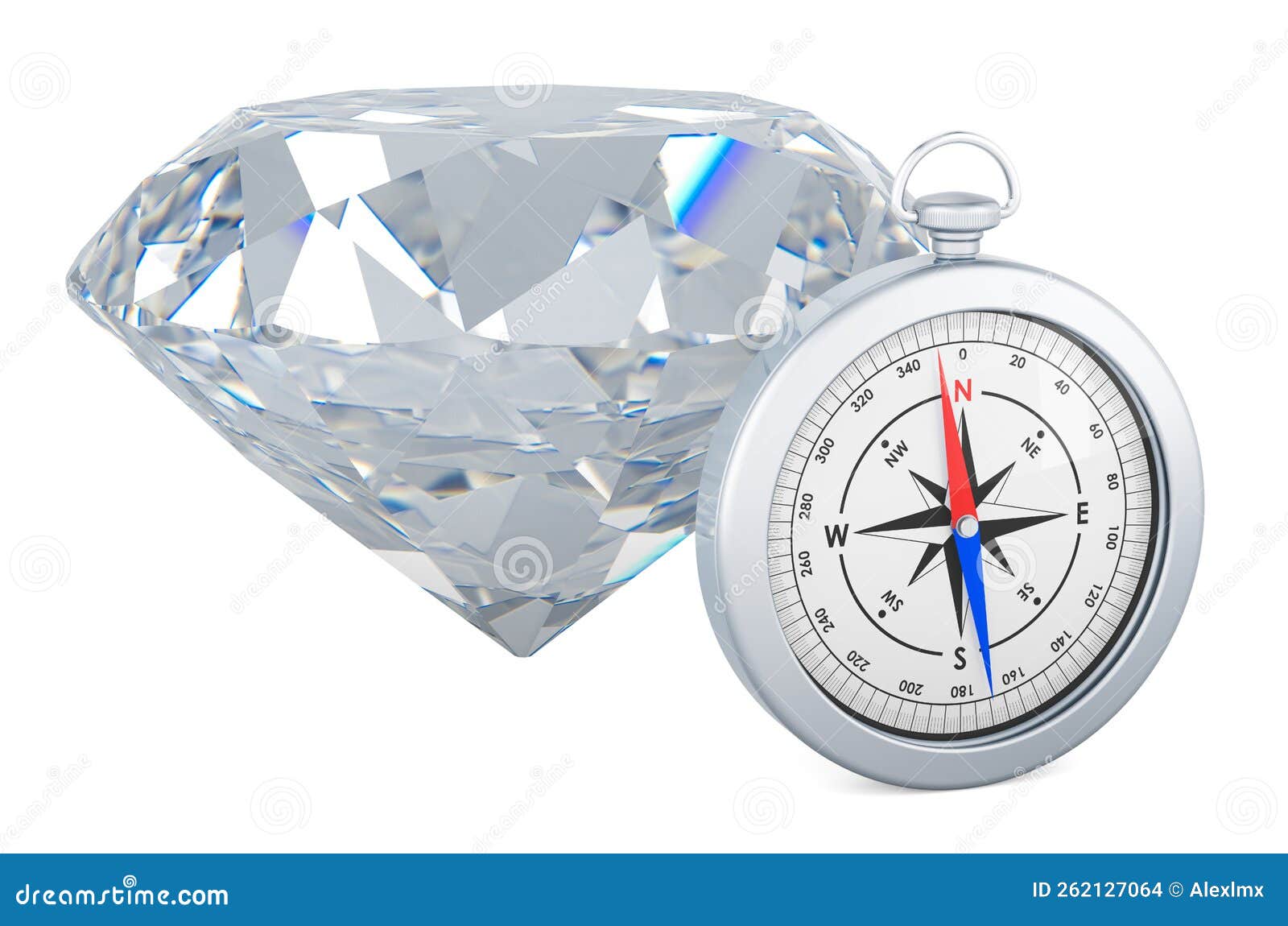 Compass with Diamond, 3D Rendering Stock Illustration - Illustration of ...
