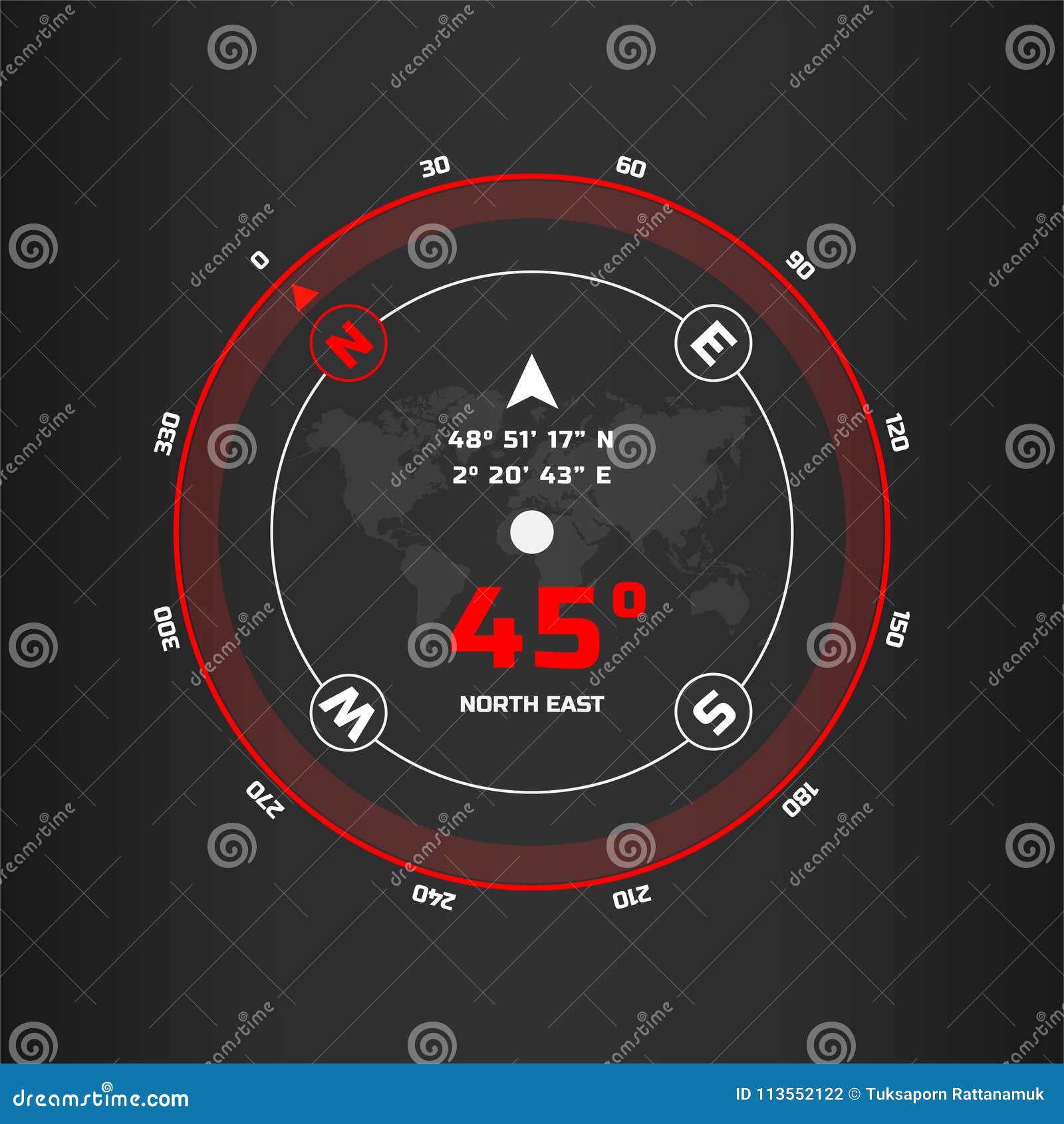 Compass Digital HUD Navigate Stock Vector - Illustration of south ...