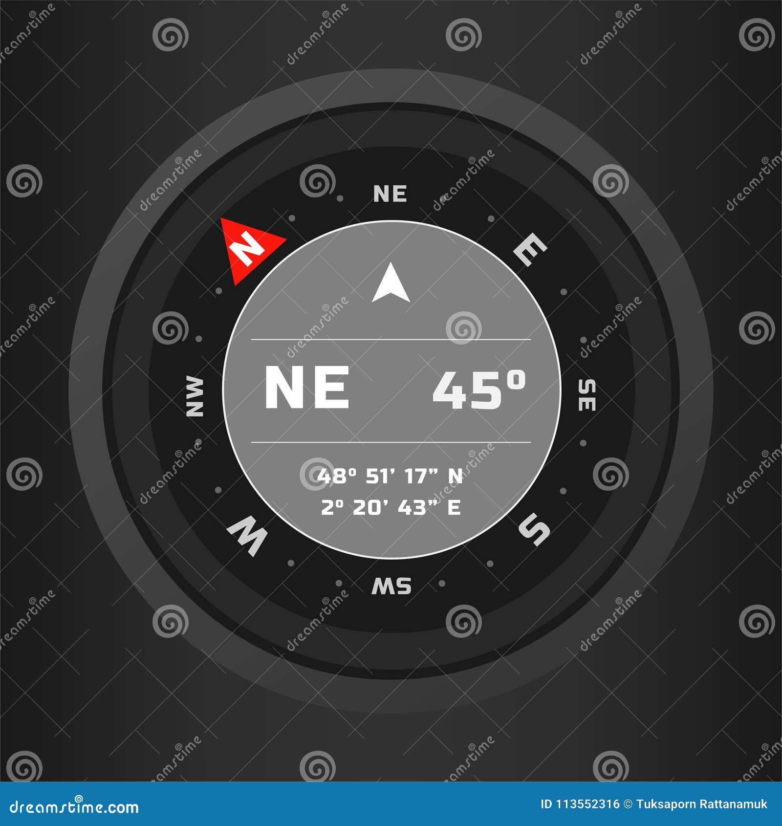 Compass Digital HUD Navigate Stock Vector - Illustration of topography ...