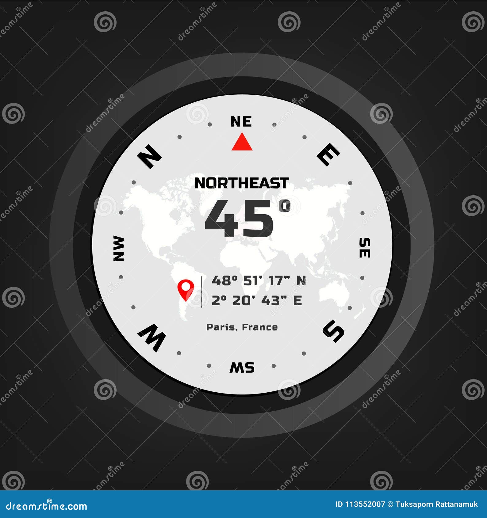 Compass Digital HUD Navigate Stock Vector - Illustration of graphic ...