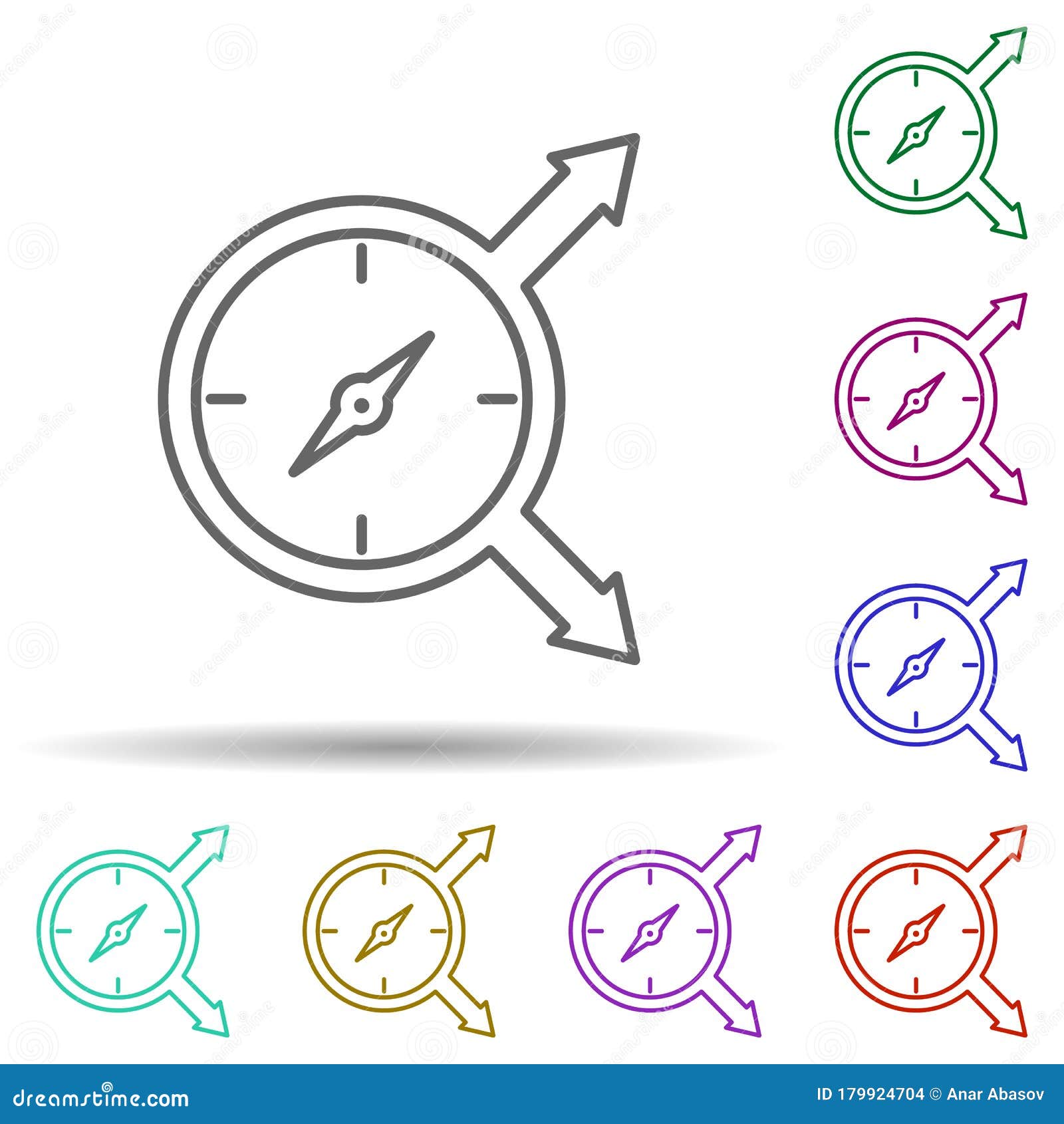 Compass Direction Multi Color Icon. Simple Thin Line, Outline Vector of ...