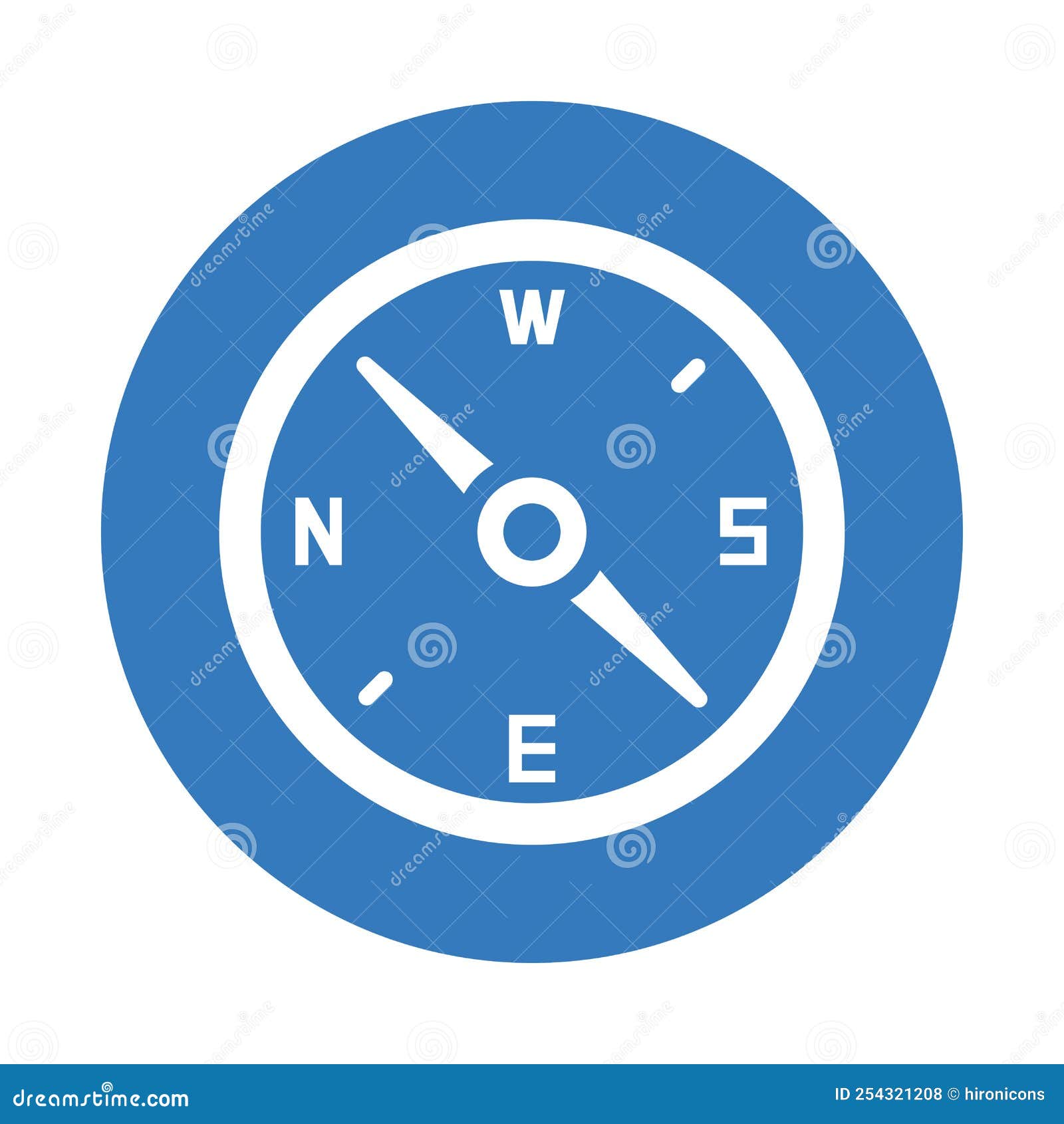 Compass Direction Navigation Icon Blue Color Design Stock