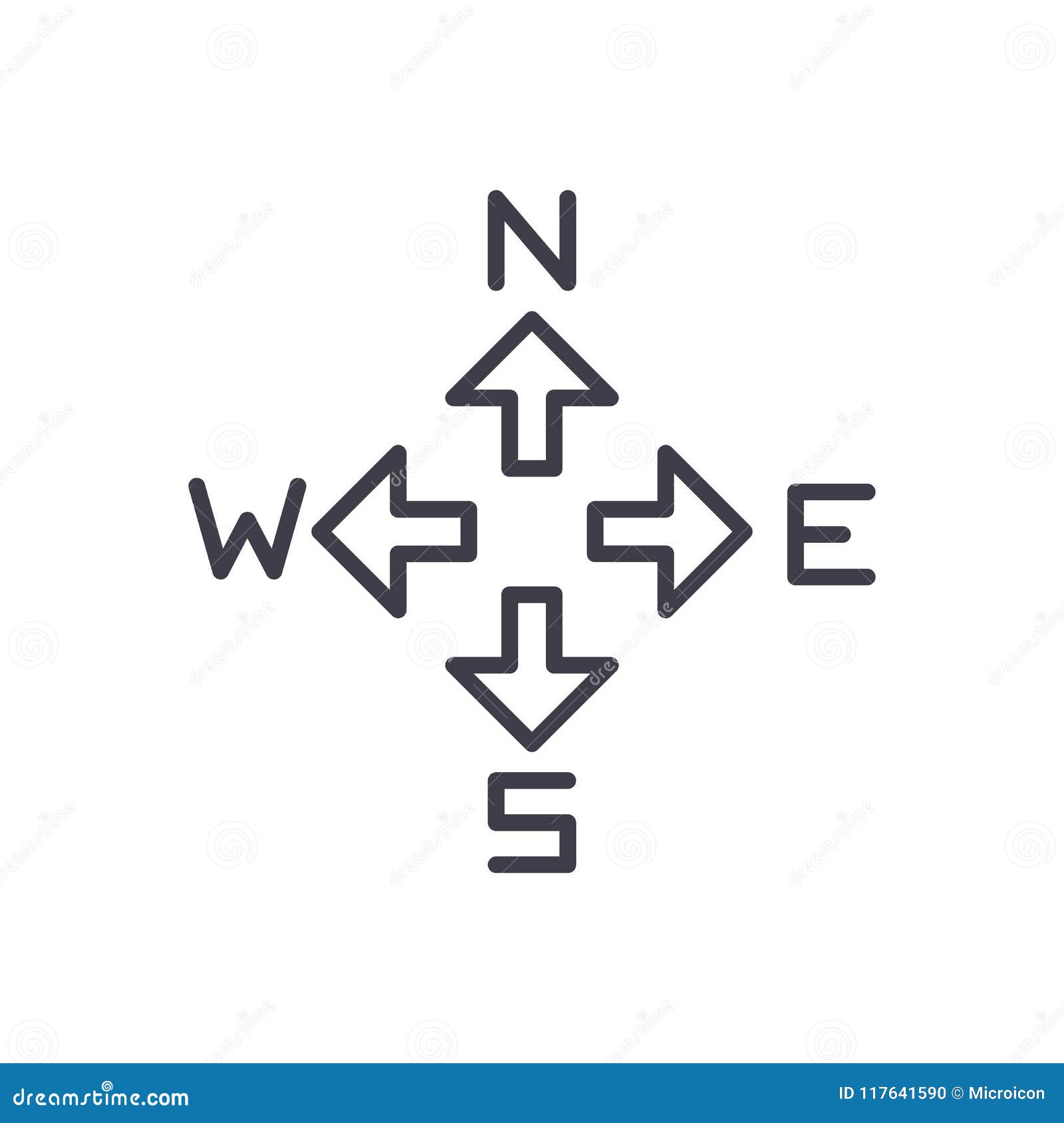 Compass Directions Black Icon Concept. Compass Directions Flat Vector ...