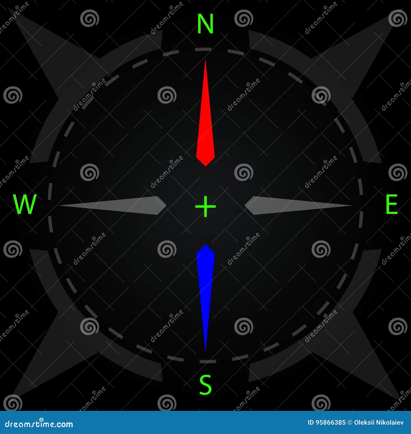 Compass. Display Compass with Illumination. Vector Illustration. Stock ...