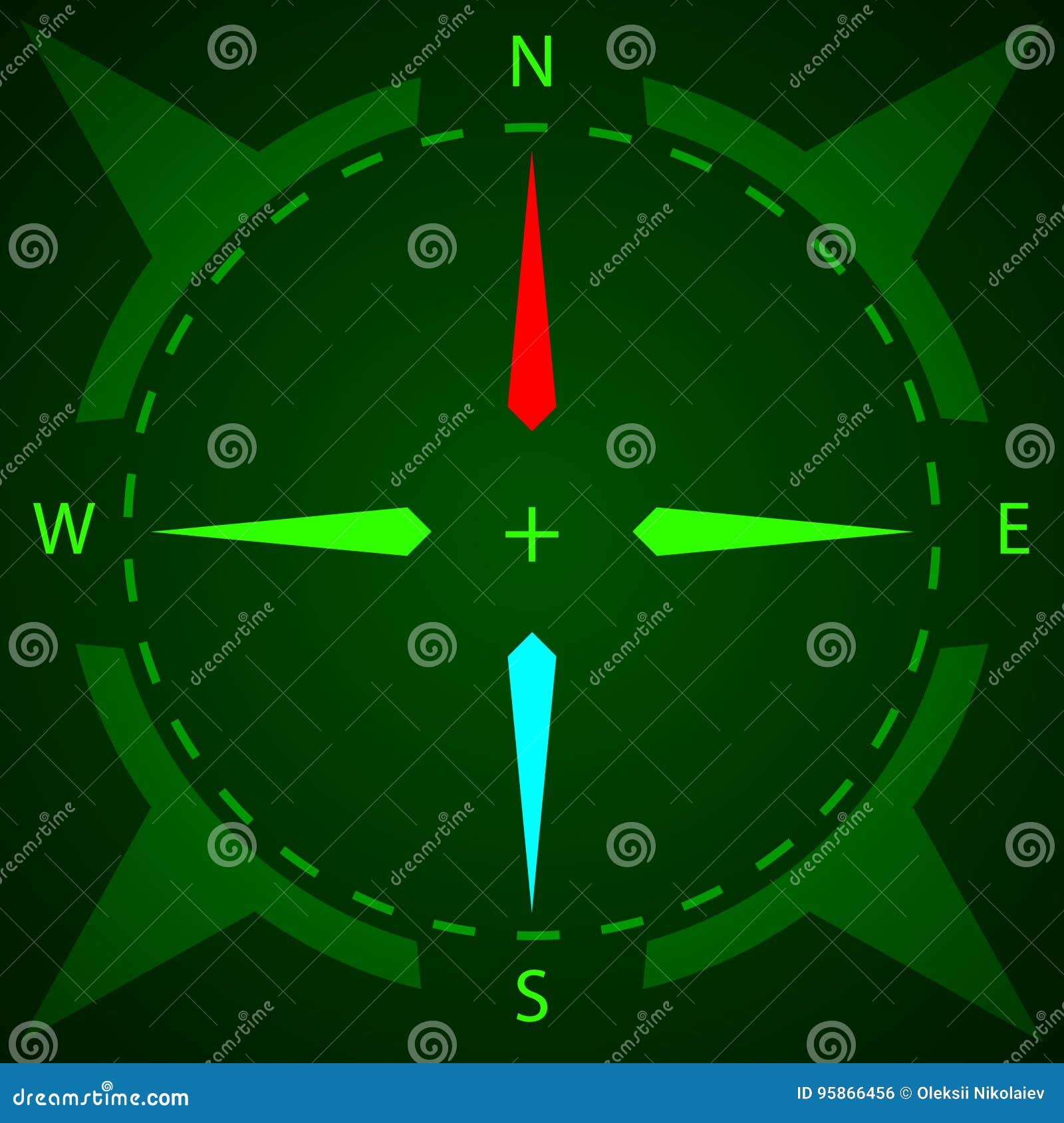 Compass. Display Compass with Illumination. Vector Illustration. Stock ...
