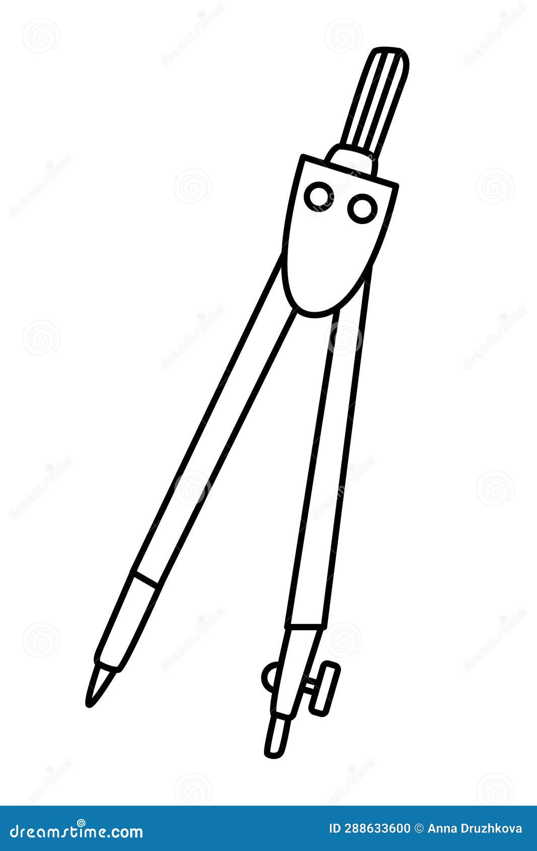 Compass or Divider Drawing Tool Hand Drawn Doodle Vector Illustration ...