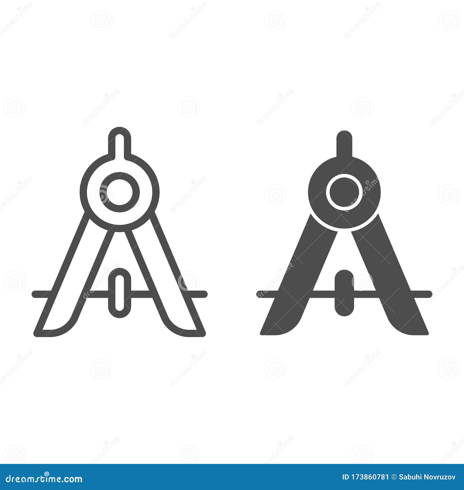 Compass Divider Line and Solid Icon. School Instrument for Drawing ...