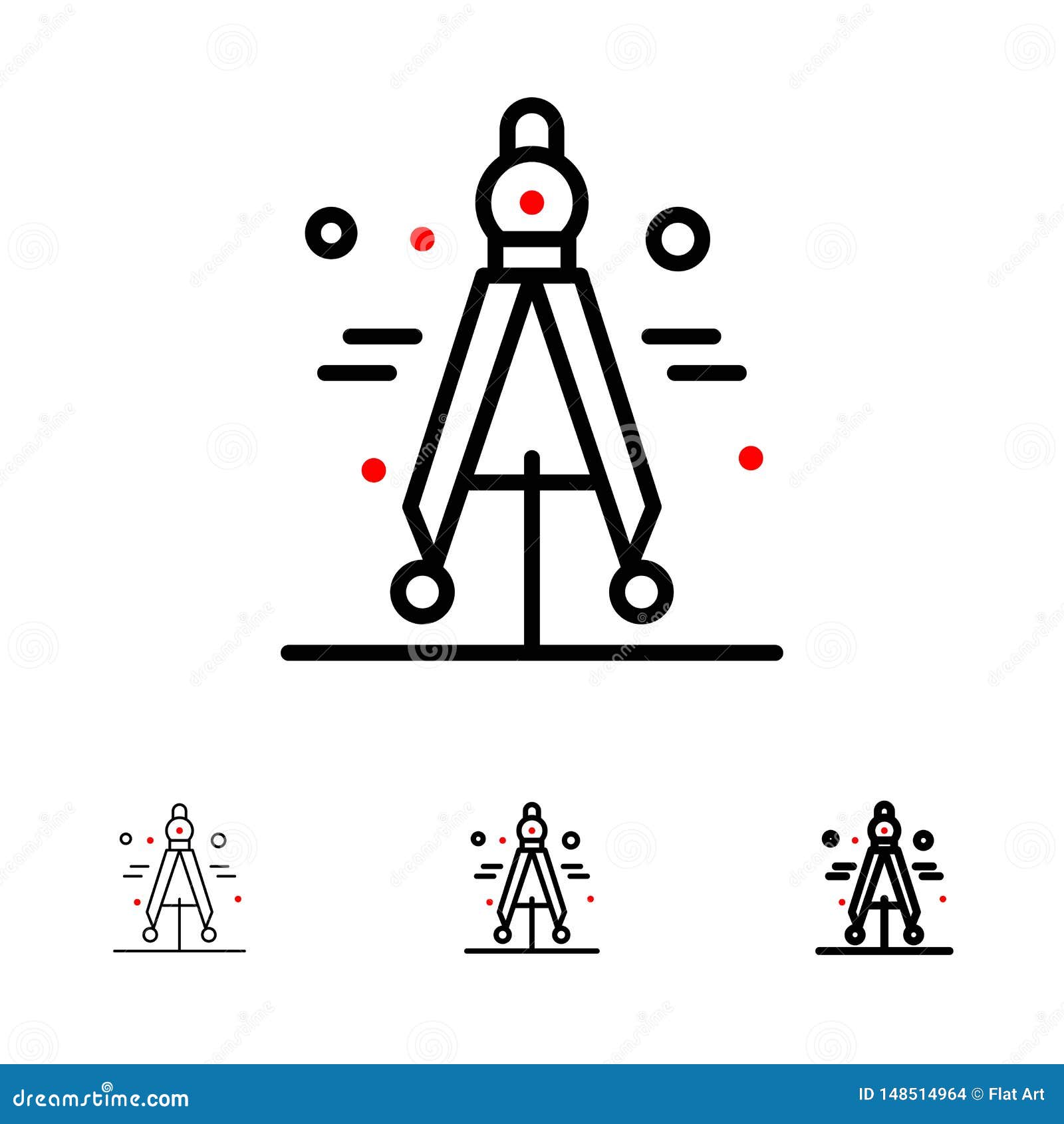 Compass, Divider, Science Bold and Thin Black Line Icon Set Stock ...