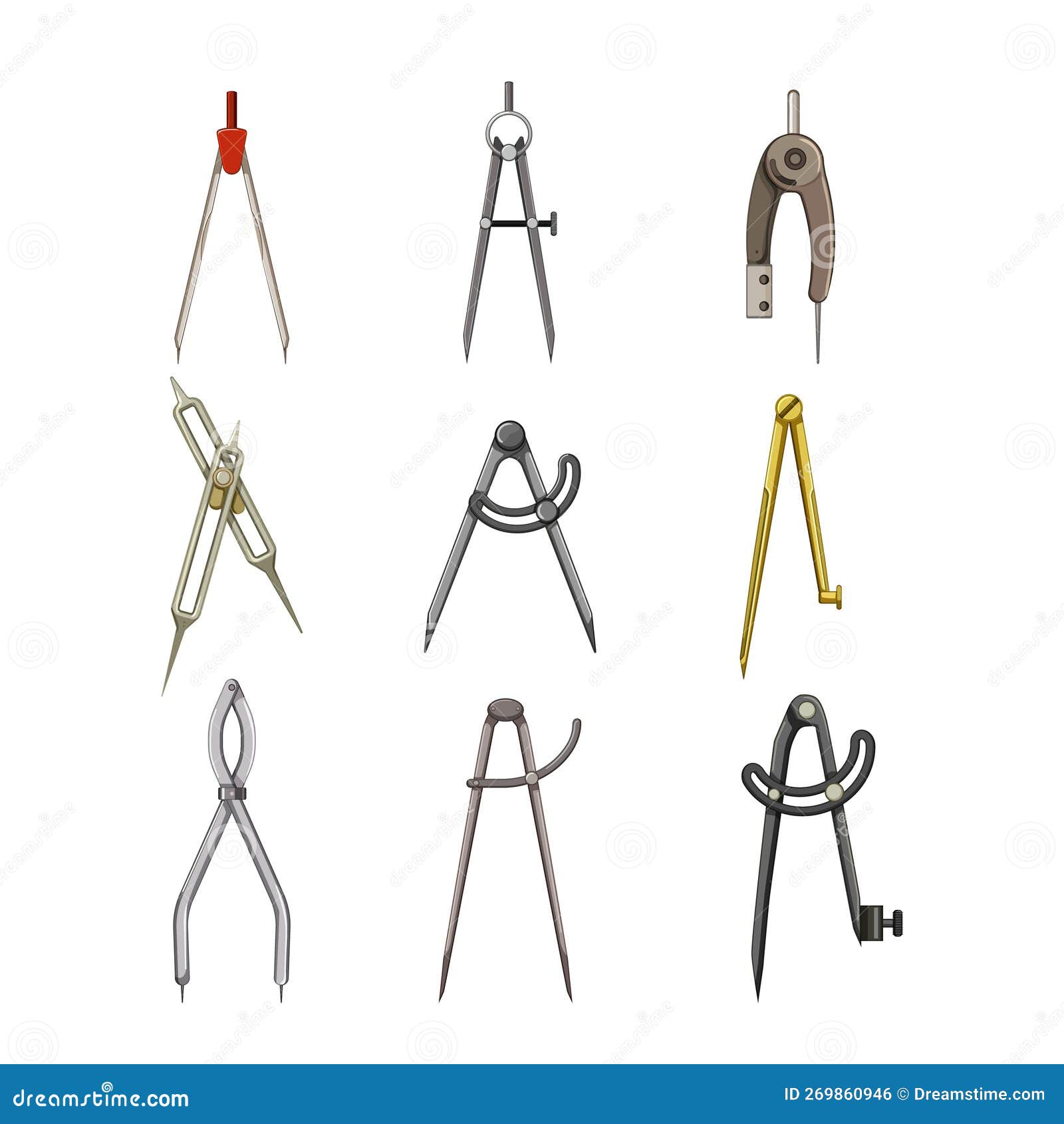 Compass Divider Set Cartoon Vector Illustration Stock Vector ...