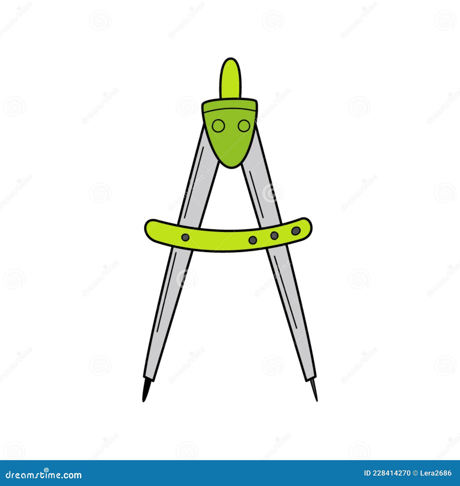 A Compass for Drawing Circles. School Item. Doodle. Hand-drawn Colorful ...